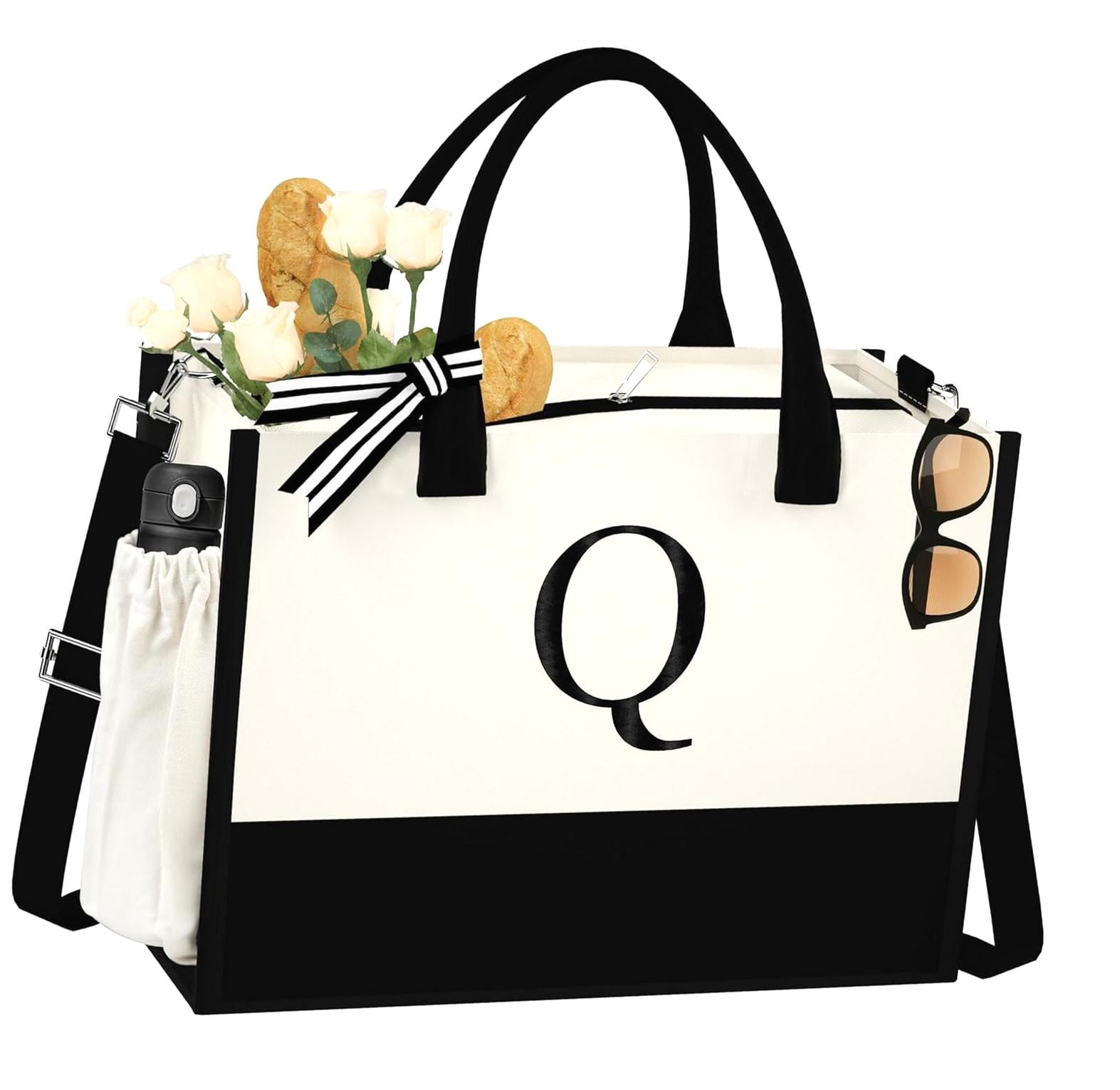 FREEAMG Monogram Canvas Tote - Grocery Carriers, Basket for Educators ...