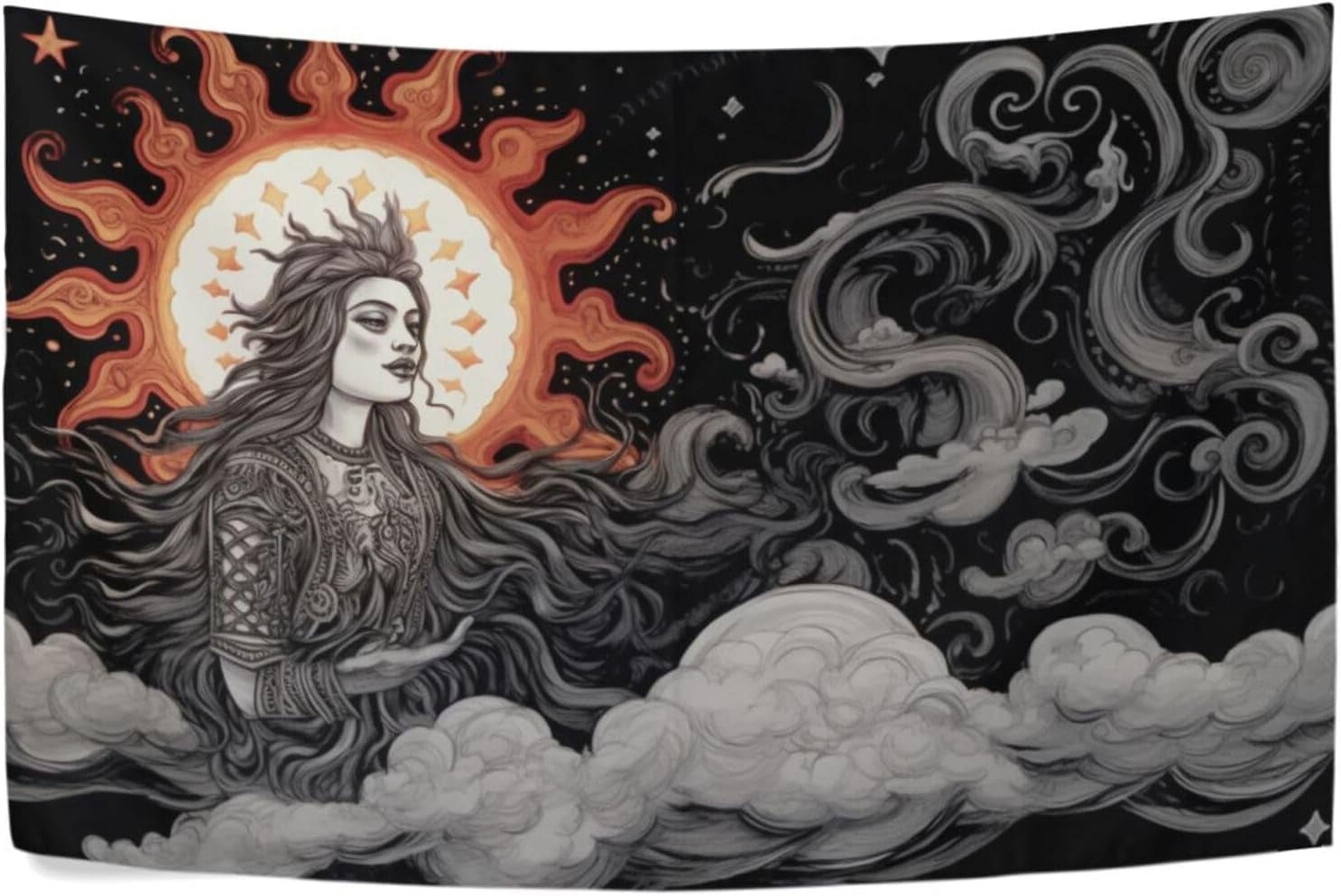 FREEAMG Moon God Tapestry Hippie Wall Hanging Tapestries Aesthetic ...