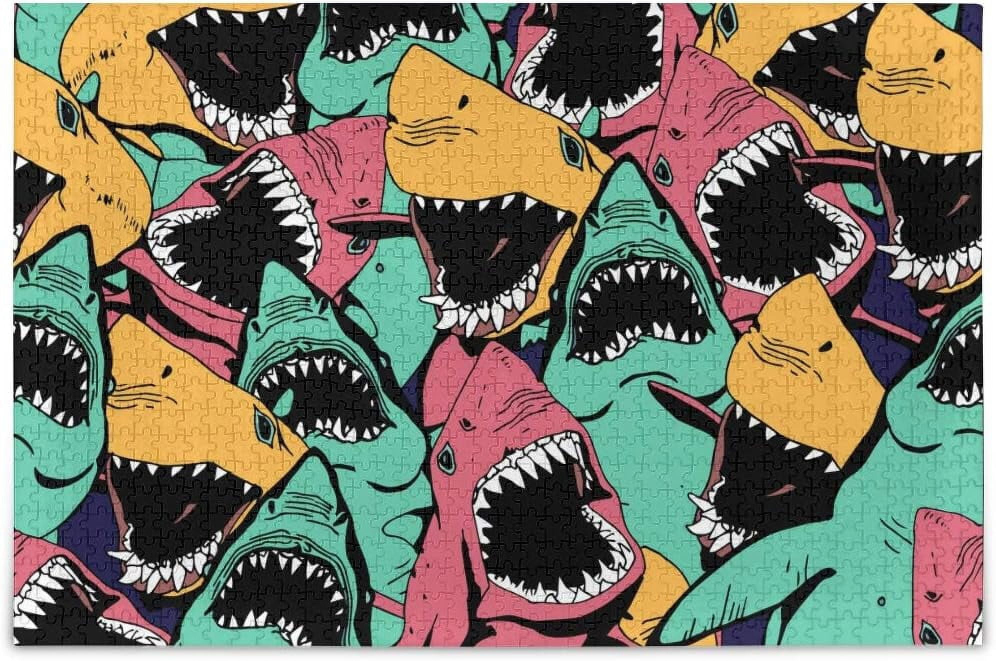 FREEAMG Multicolor Cartoon Shark Pattern Ocean Marine Animal Sea Life ...