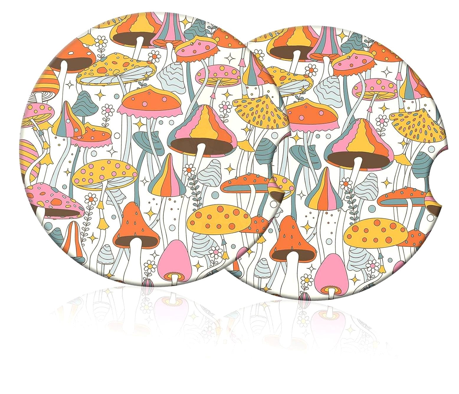 FREEAMG Mushroom Car Cup Holder Coasters,2 Pack Retro Cup Coasters Car ...