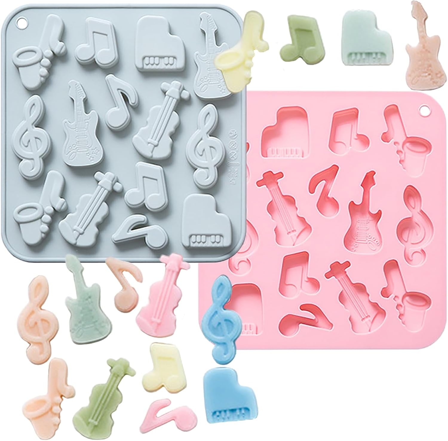 FREEAMG Music Note Chocolate Candy Fondant Silicone Molds, 14 Hole 3D ...