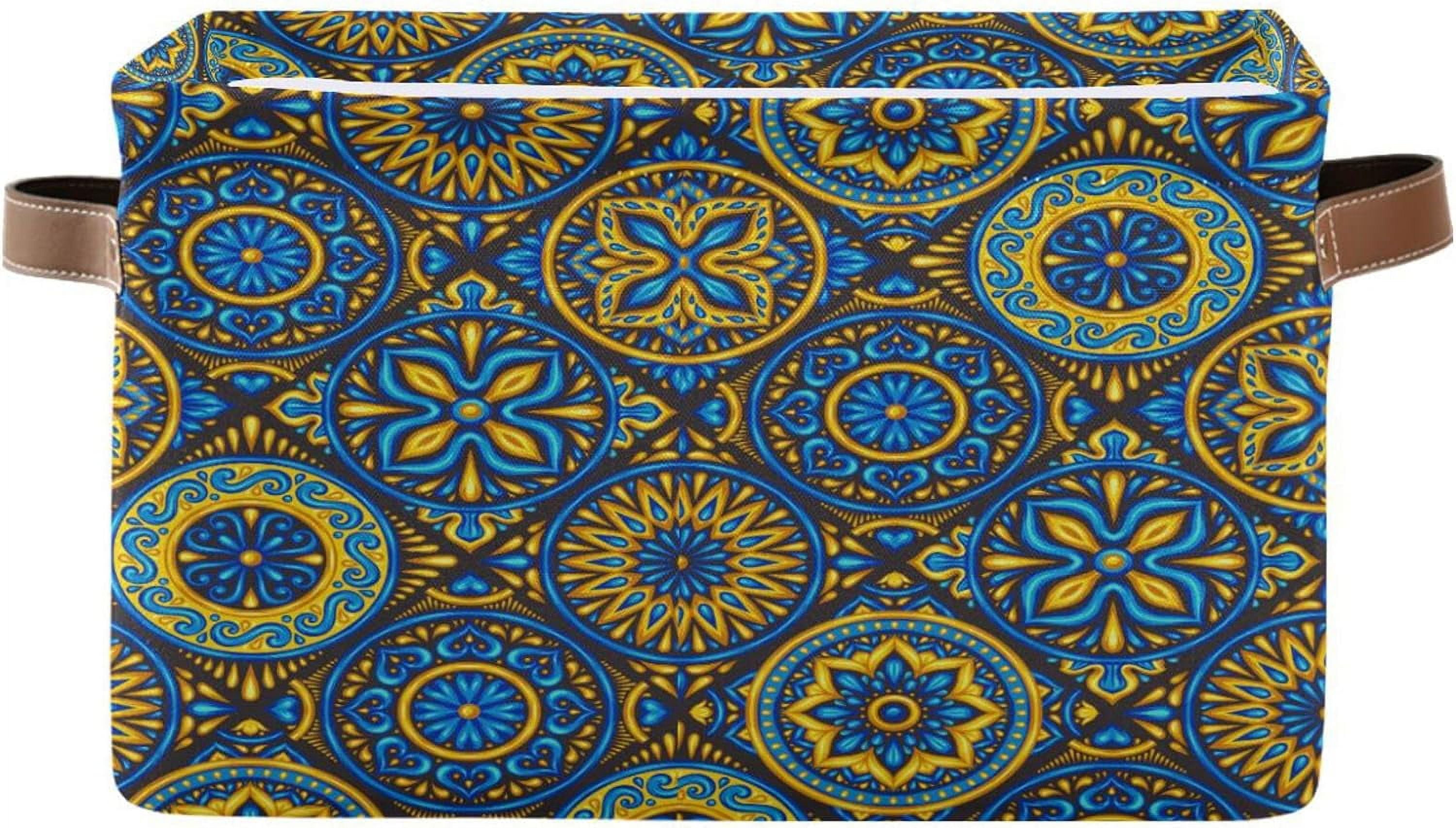 FREEAMG Mysterious Flower Pattern Large Square Storage Basket Bin with ...