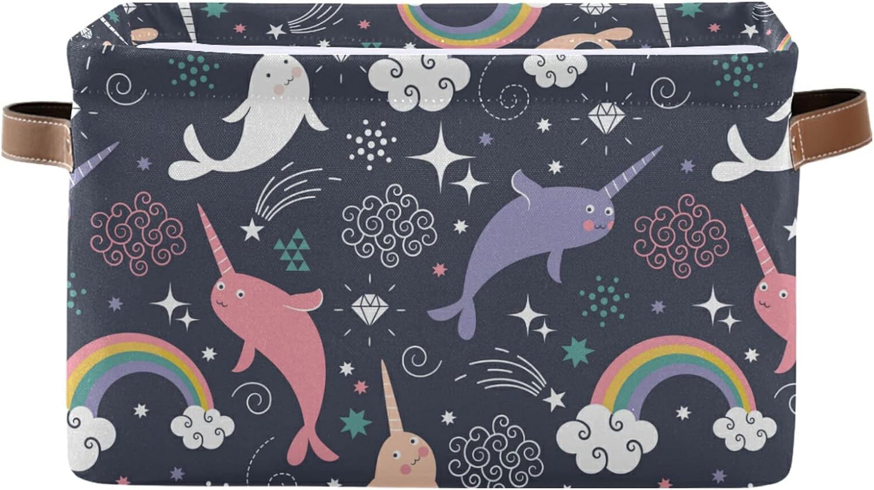 FREEAMG Narwhal Pattern Storage Bin for Toy Storage Basket Dirty ...