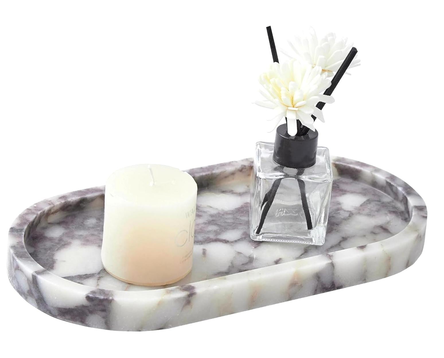 FREEAMG Natural Bathroom Countertop Tray, Genuine Calacatta Viola Stone ...