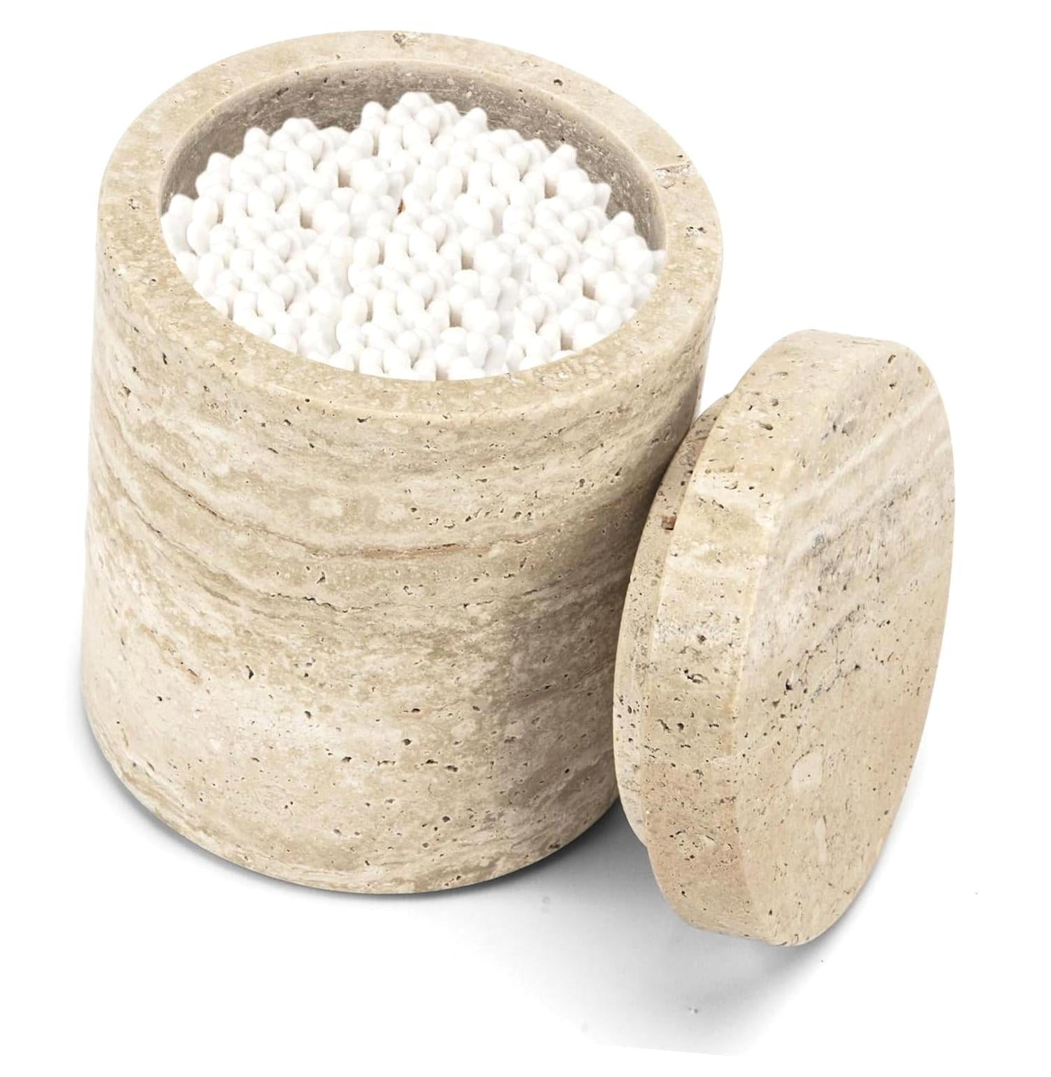 FREEAMG Natural Canister, Cotton Swab Holder with Lid, High Capacity ...