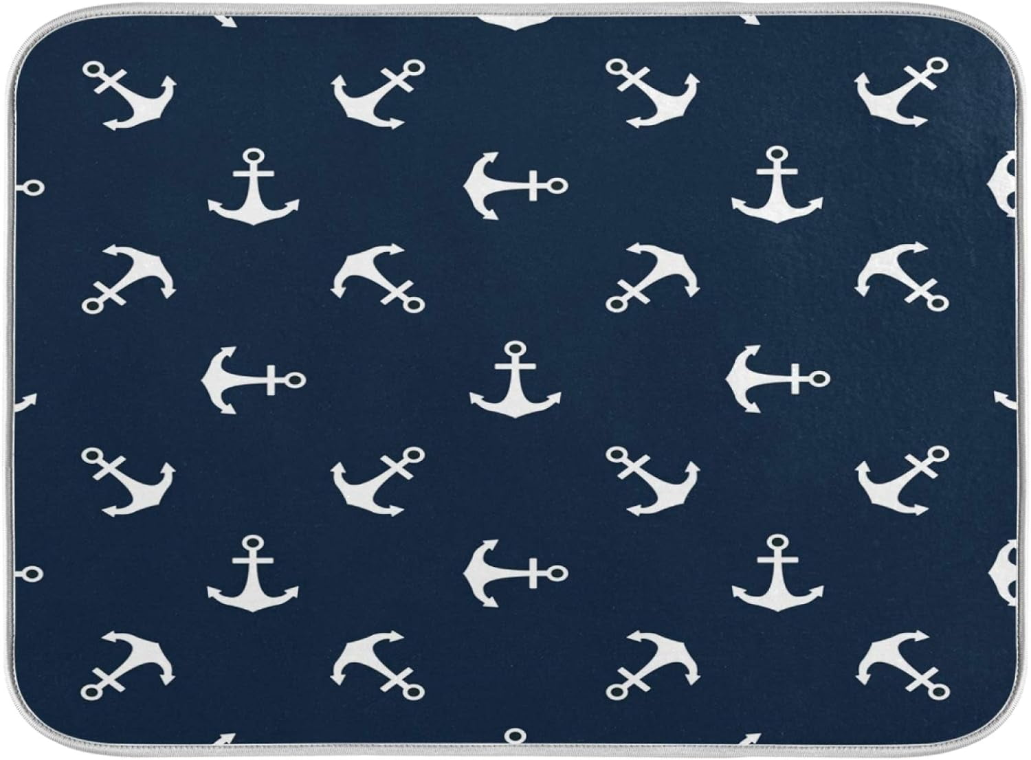 FREEAMG Nautical Anchor Ocean Sea Blue Dish Drying Mat for Kitchen ...