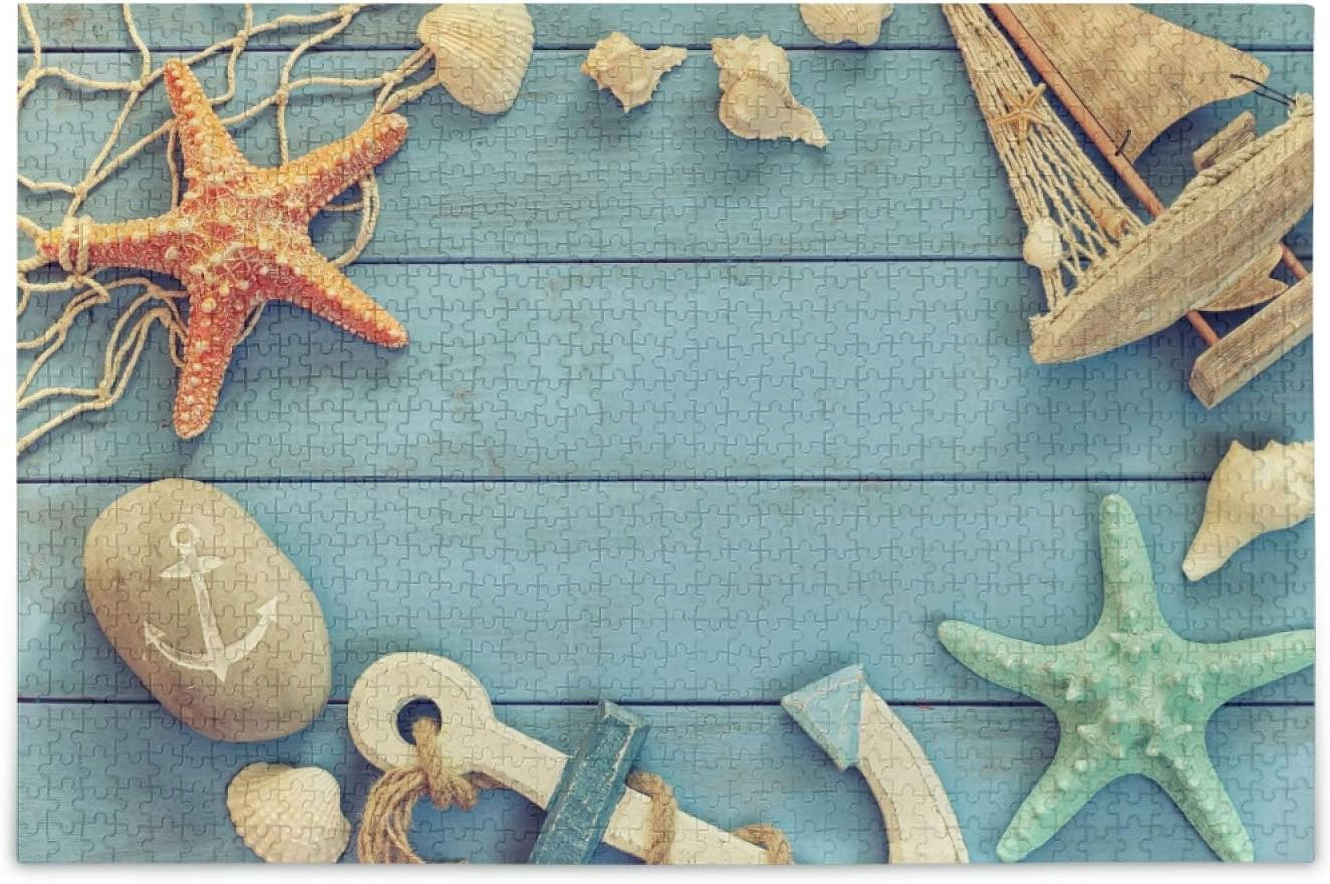 FREEAMG Nautical Starfish Anchor Wooden Puzzle for Adults 1000 Piece ...