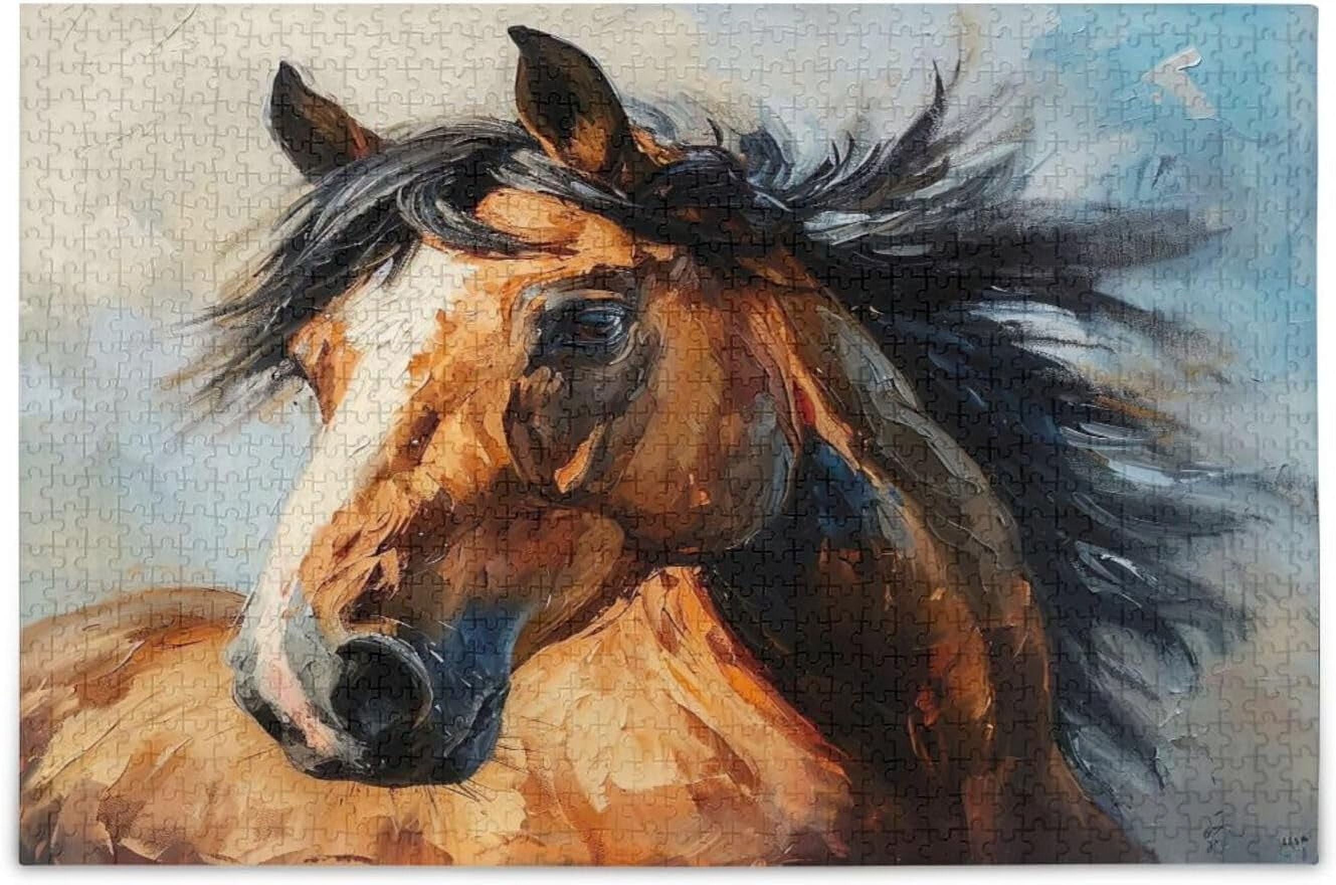FREEAMG Oil Painting Horse Puzzle 500 Pieces - Wooden Jigsaw Puzzles ...