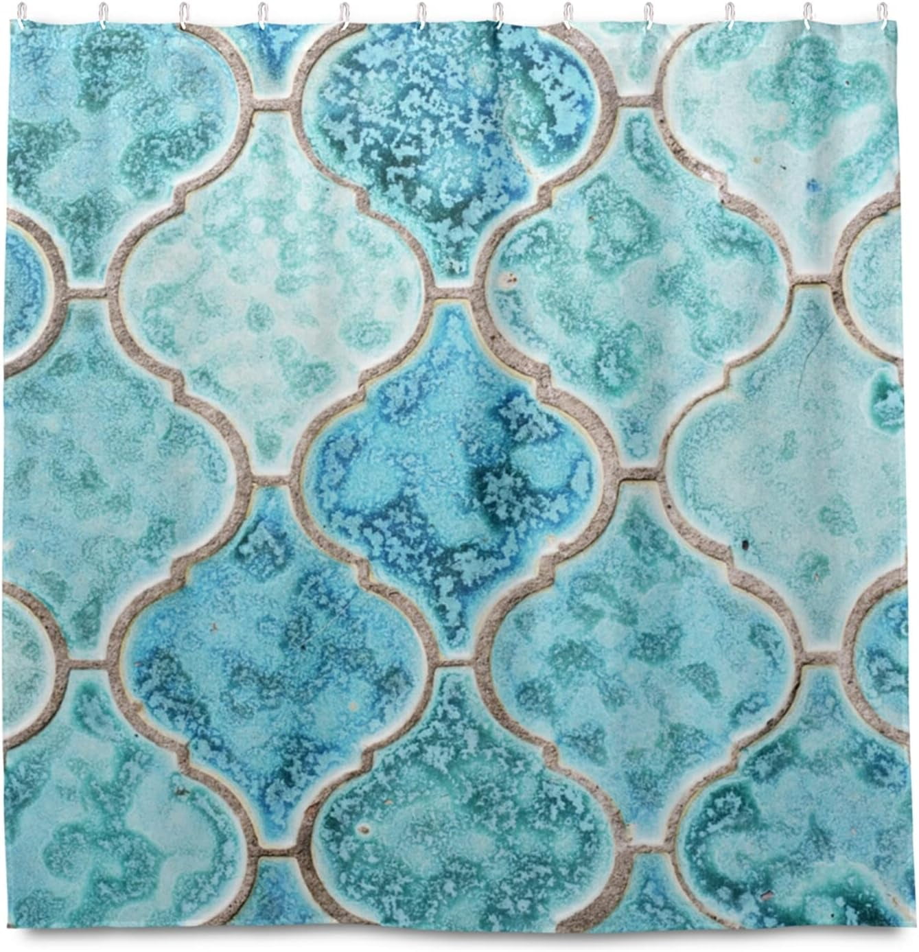 FREEAMG Old Green Tile Interior Design Water-Repellent Fabric Shower ...