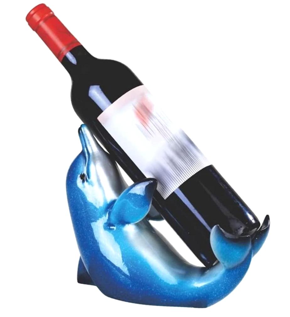 FREEAMG Ornamental Dolphin Bottle Rack Holder, Resting Sculpture, Home ...