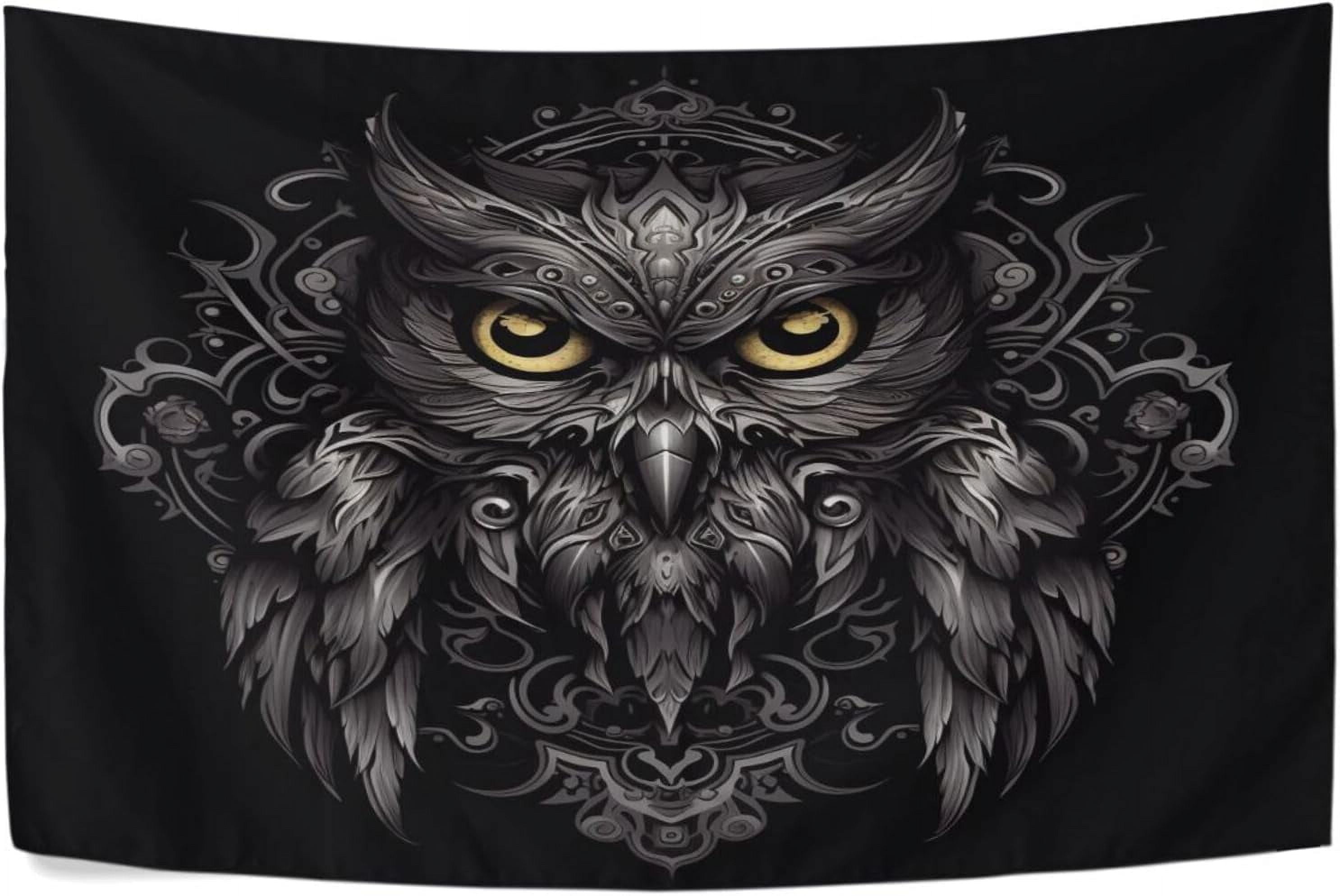 FREEAMG Owl Black Tapestry Hippie Wall Hanging Tapestries Aesthetic ...