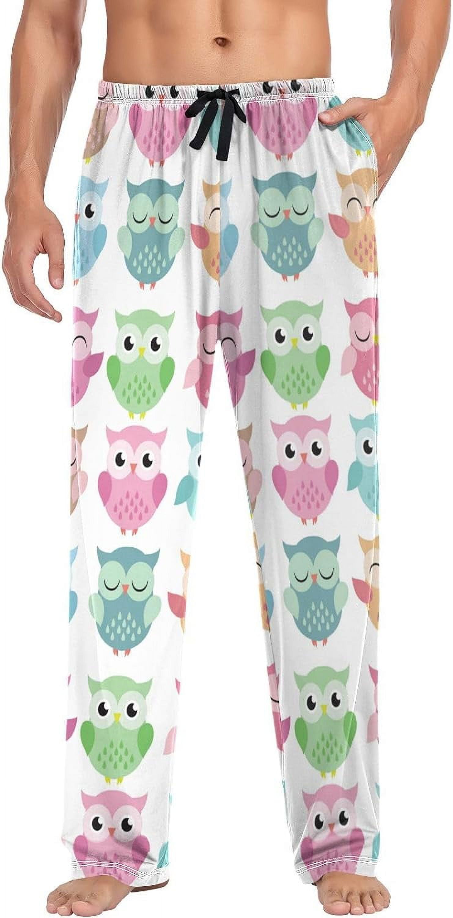 FREEAMG Owl Cotton Pajama Pant for Men, Super Soft Lightweight Lounge ...