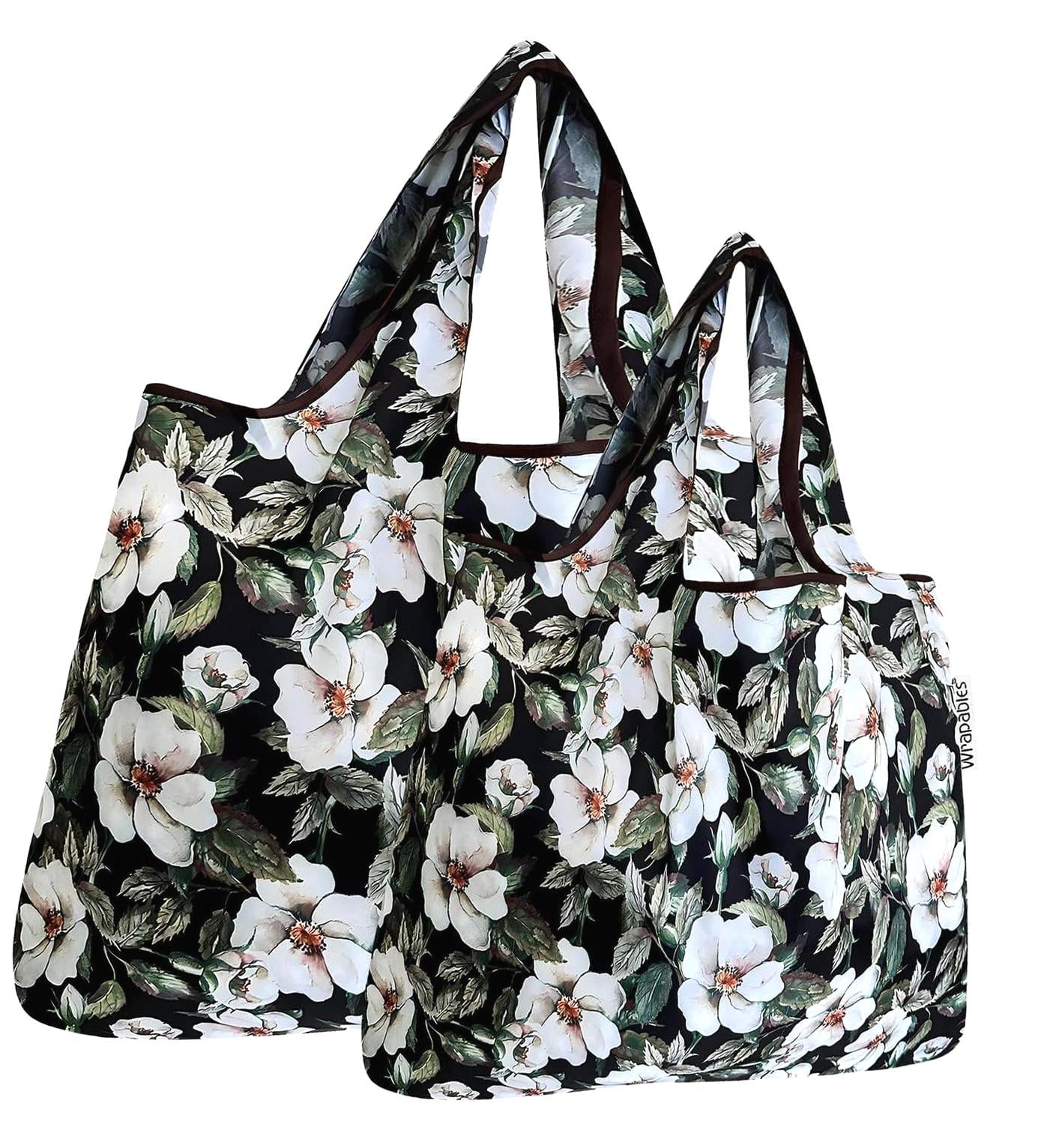 FREEAMG P73983 Large & Small Foldable Tote Nylon Grocery Bags, Set of 2 ...