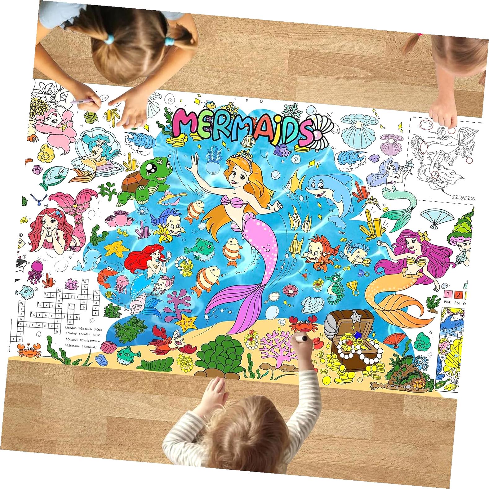 FREEAMG PADTIC Coloring Poster, 35x72 inches Themed DIY Table Cover ...
