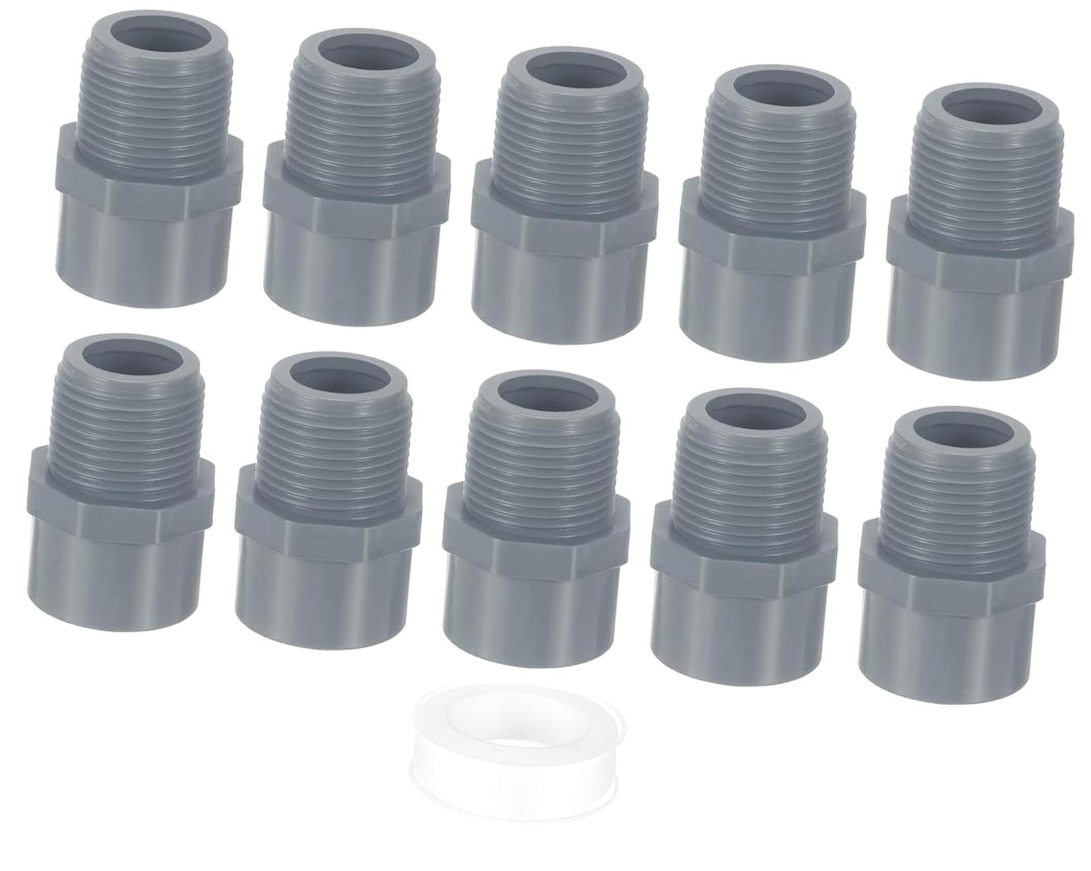 FREEAMG PVC Male Connector Pipe Fitting, 10 Pieces 3/4" 2-Way PVC Pipe ...