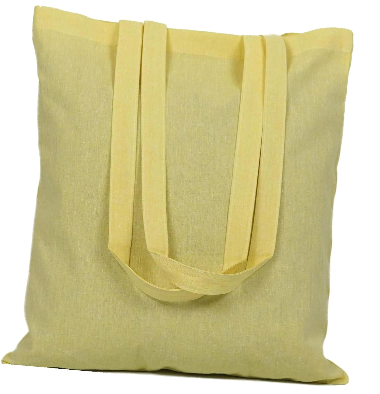 FREEAMG Pack of 5 Lemon Yellow 15 X 16 Inch Grocery Bags with 27" Long ...