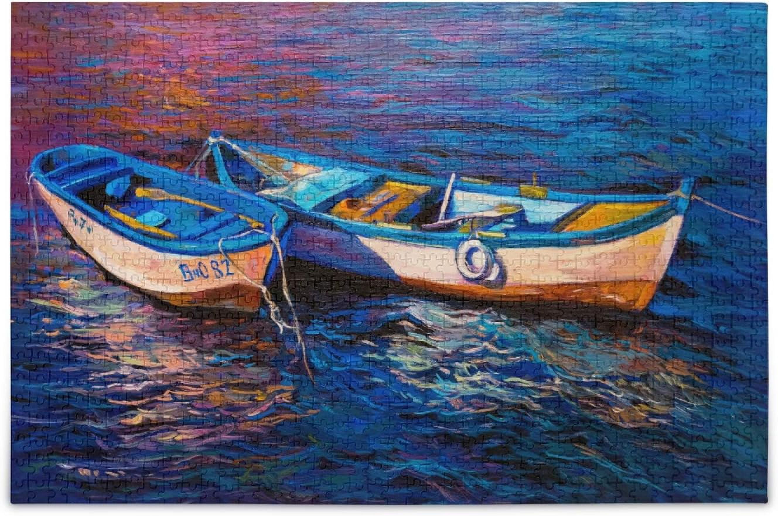 FREEAMG Painting Ishing Boats Puzzle for Adults 1000 Piece Puzzles Game ...