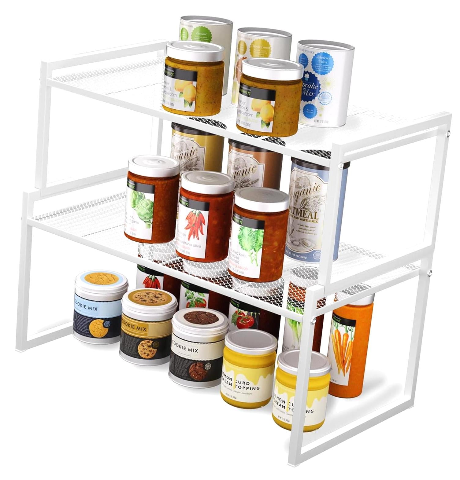 FREEAMG Pair of Stackable Kitchen Cabinet Organizer Shelves, Metal ...