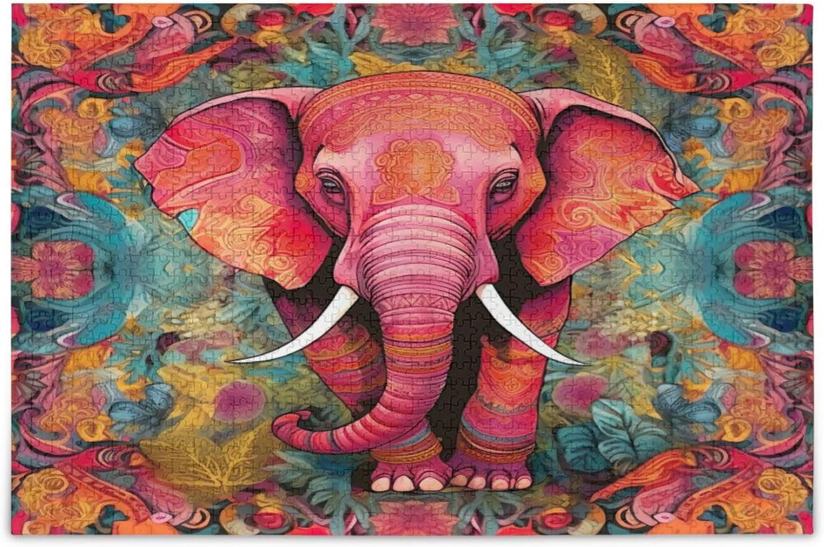 FREEAMG Paisley Elephant 500 Piece Large Jigsaw Puzzle for Adults ...