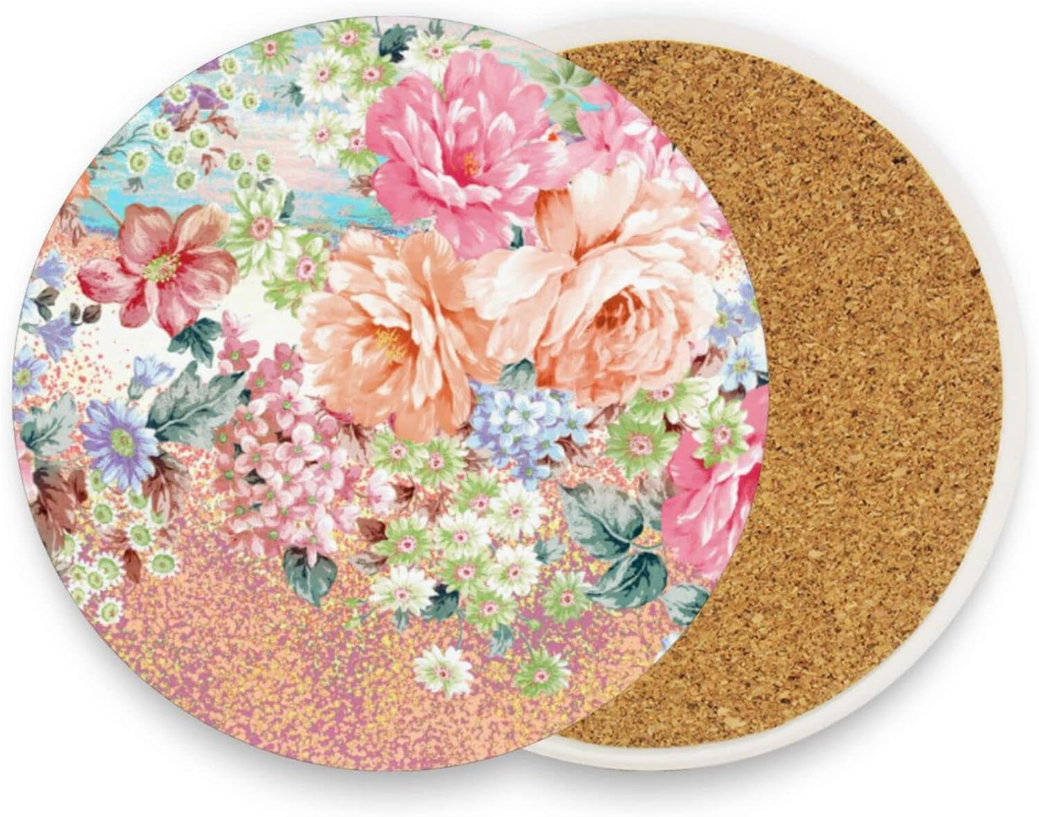 FREEAMG Paisley Flower Butterfly Coasters for Drinks Set of 2 ...