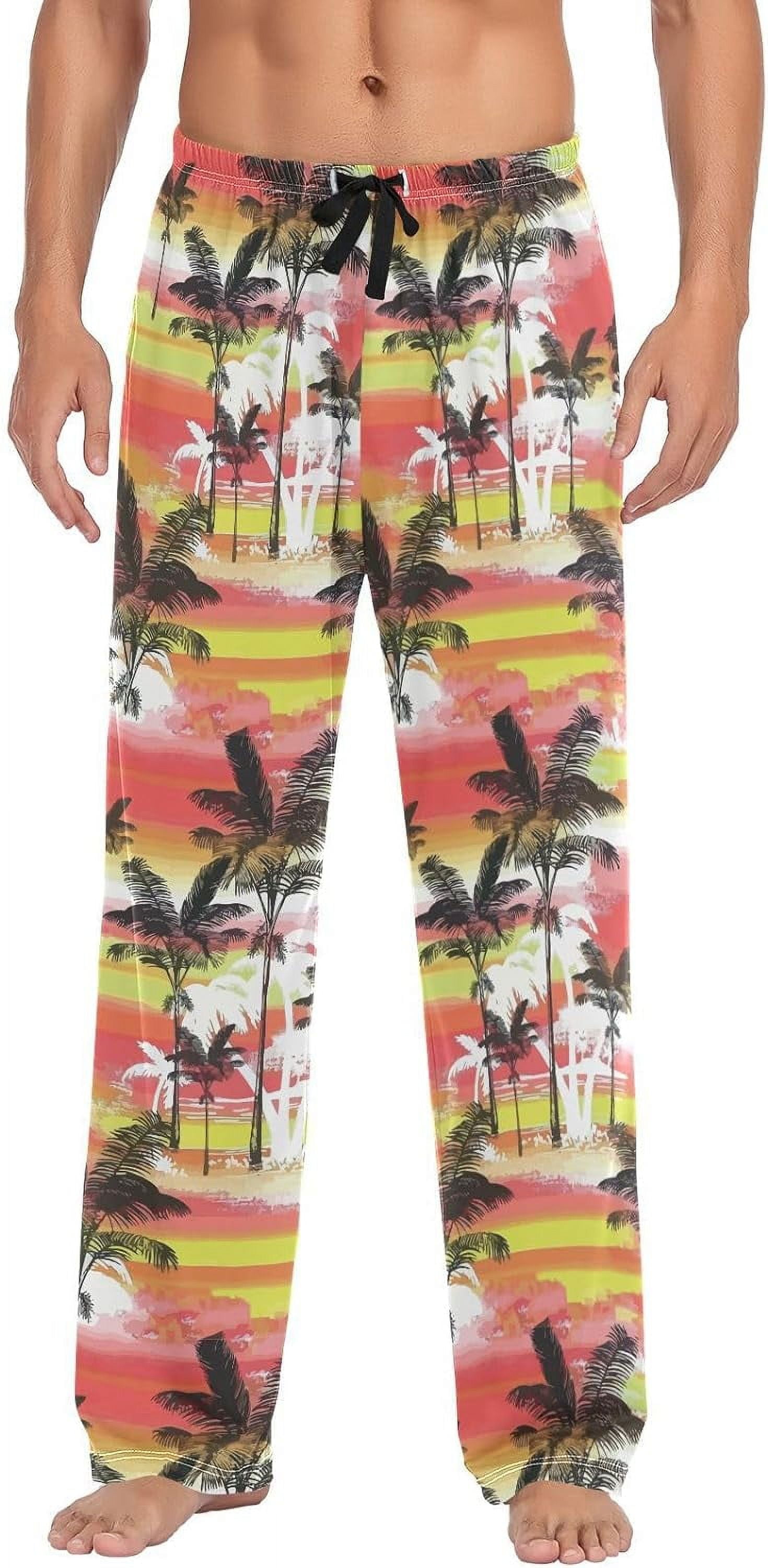 FREEAMG Palm Tree Pattern Pajama Pants for Men, Men's Separate Bottoms ...