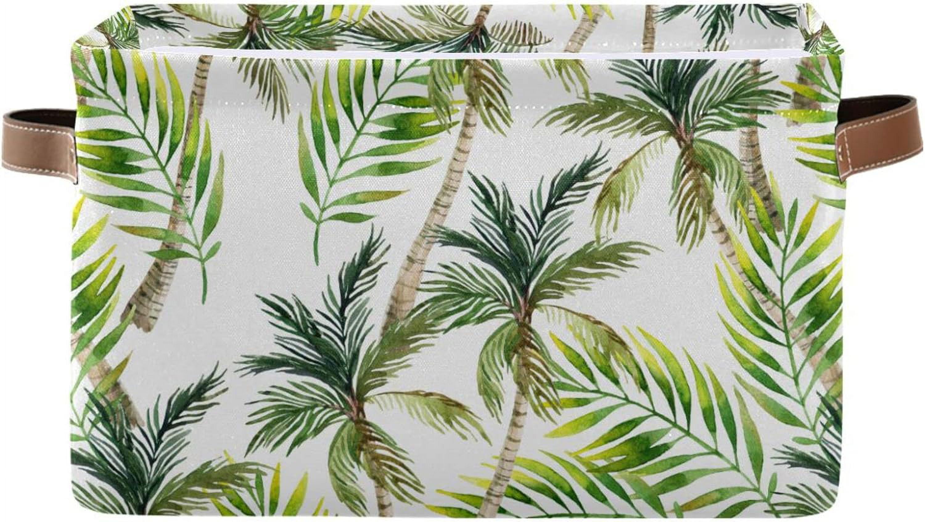 FREEAMG Palm Tree Storage Basket with Handles Collapsible Storage Bins ...