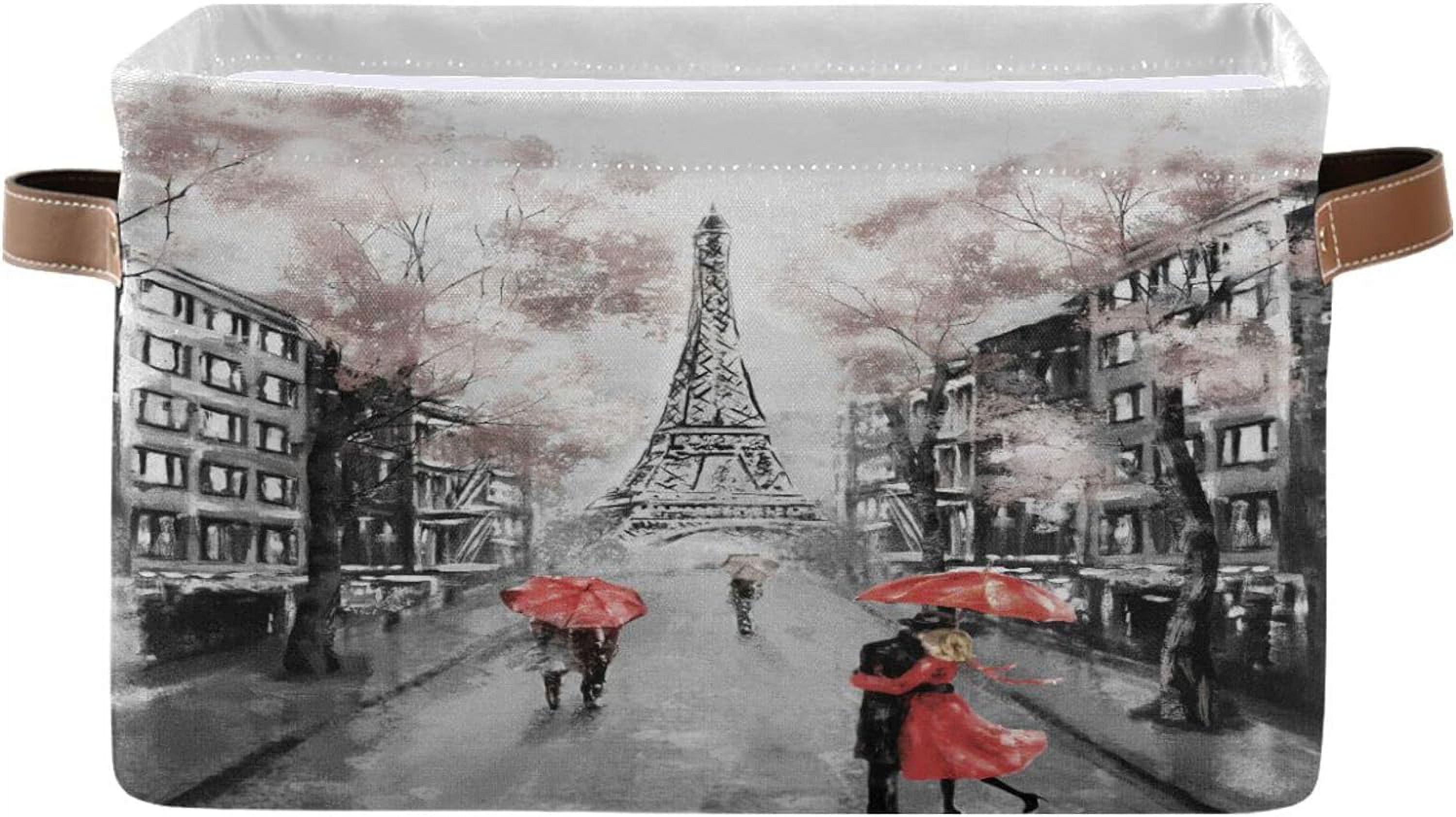 FREEAMG Paris Eiffel Tower Storage Basket with Handles Collapsible ...