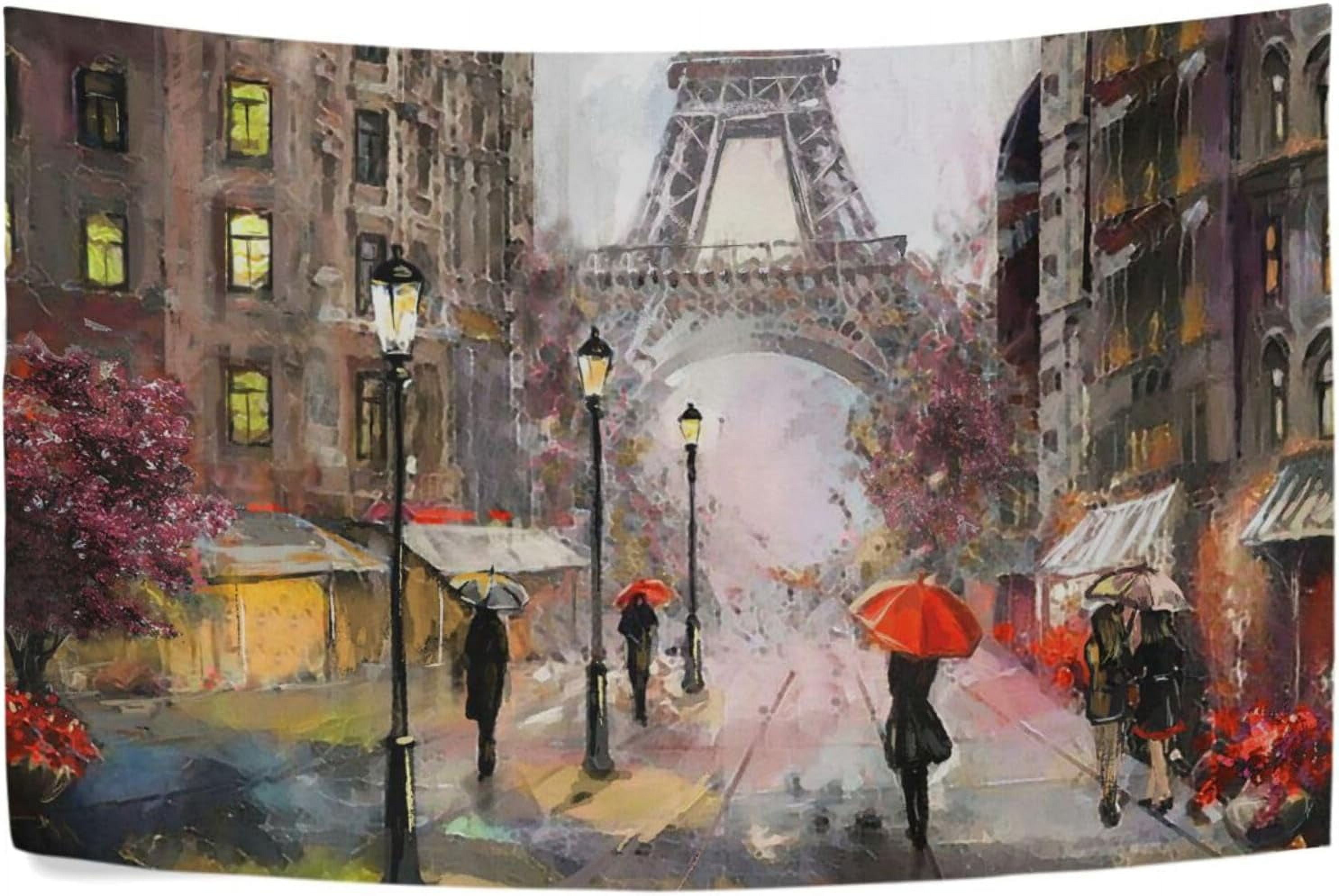 FREEAMG Paris Street View Oil Painting Tapestry Aesthetic Tapestry Wall ...
