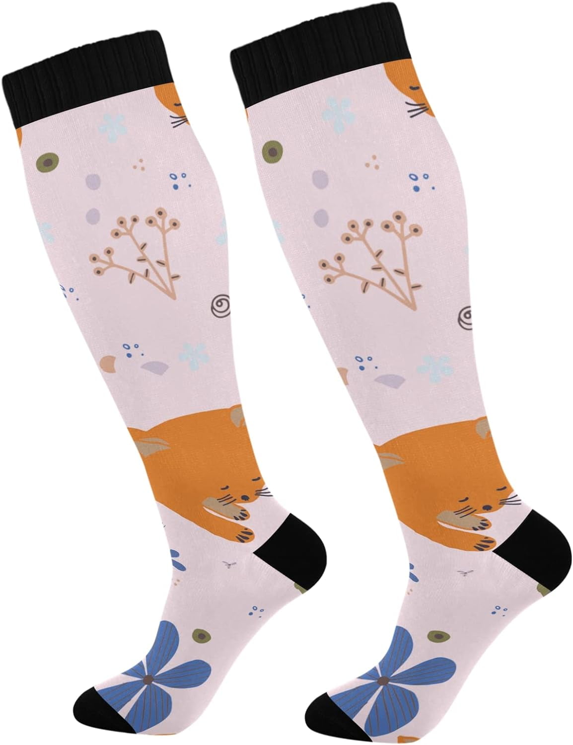 FREEAMG Patterns Of Wine Glasses and Bottles Compression Socks for ...