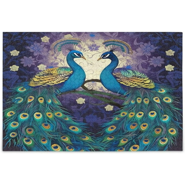 FREEAMG Peacocks Pattern Puzzle 1000 Pieces - Wooden Jigsaw Puzzles for ...