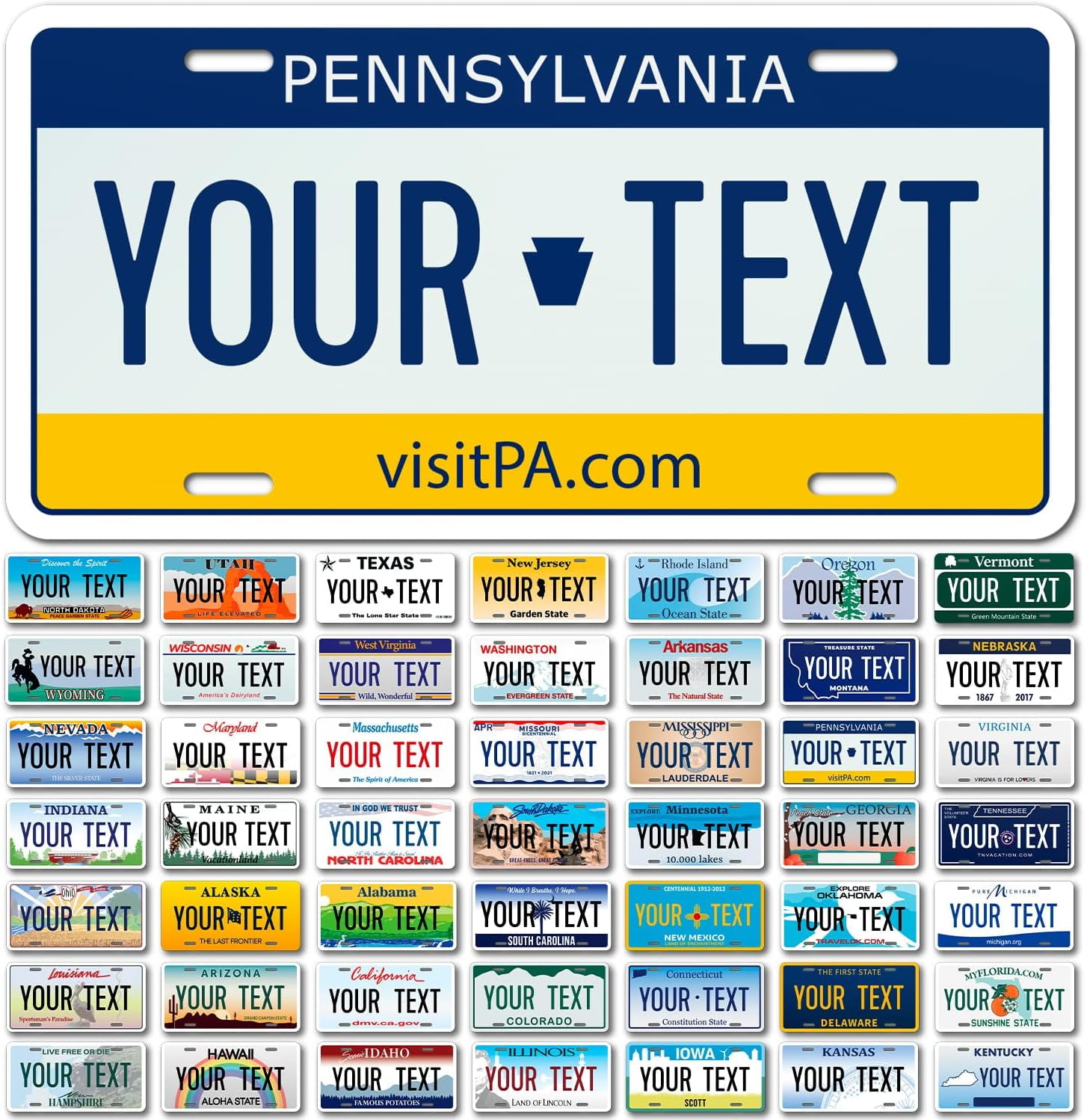 FREEAMG , Penn, Mini License Plate, 50 States Fake License Plate for ...
