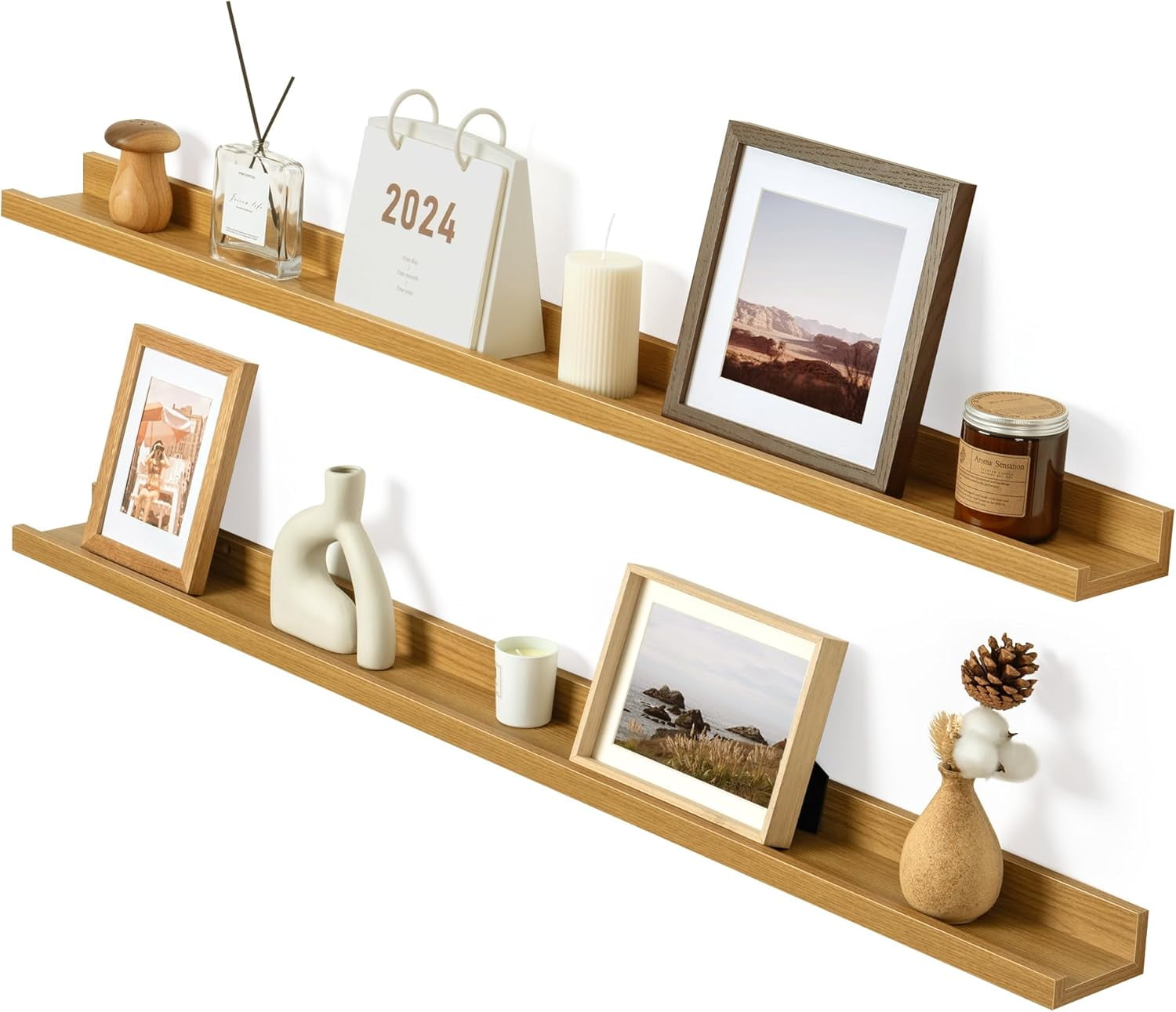 FREEAMG Picture Ledge Shelf, Floating Shelves 48 Inches Long, Oak ...