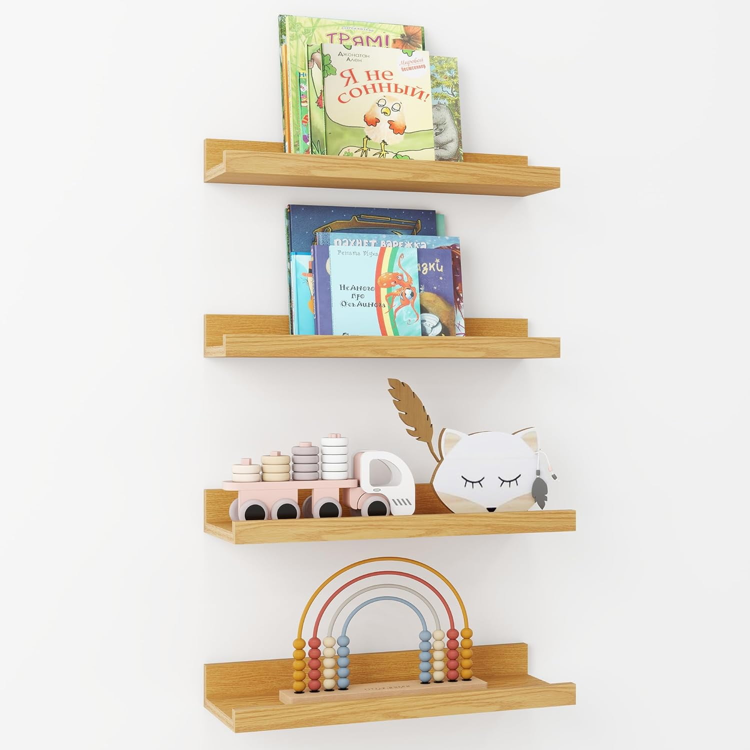 FREEAMG Picture Ledge Shelf | Floating Shelves Set of 4 | Rustic Oak ...