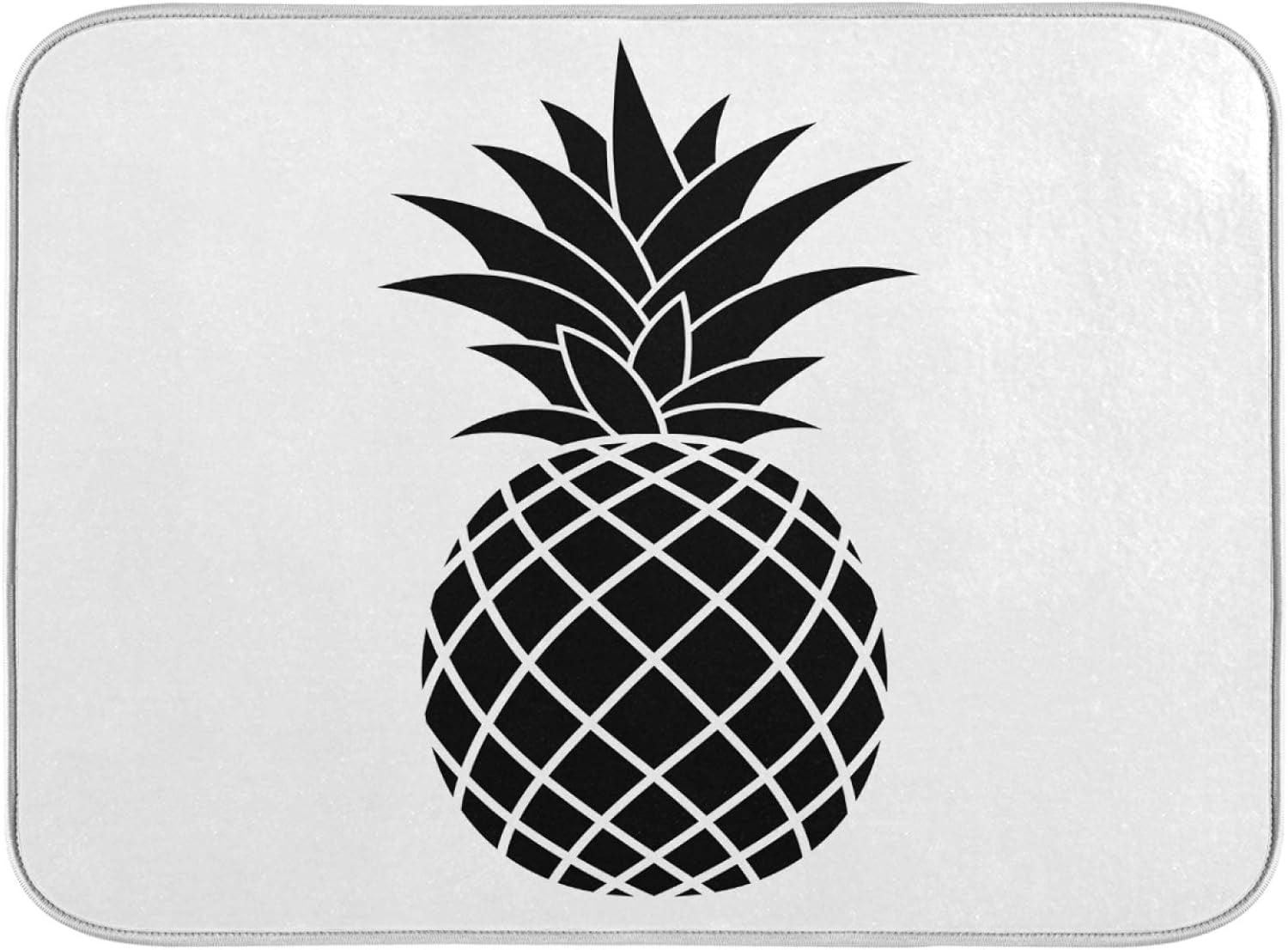 FREEAMG Pineapple Fruit Tropical Black White Dish Drying Mat for ...