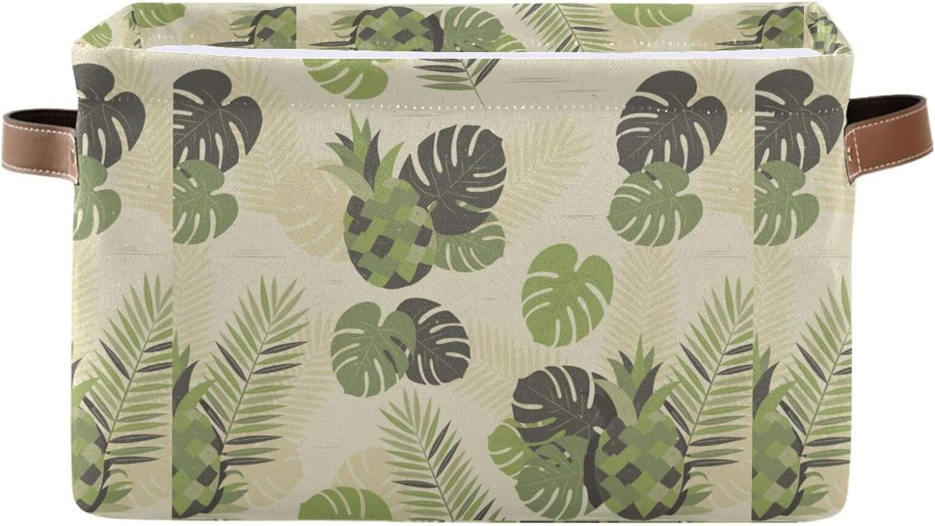 FREEAMG Pineapple Palm Foldable Canvas Storage Bin, Sturdy Fabric ...