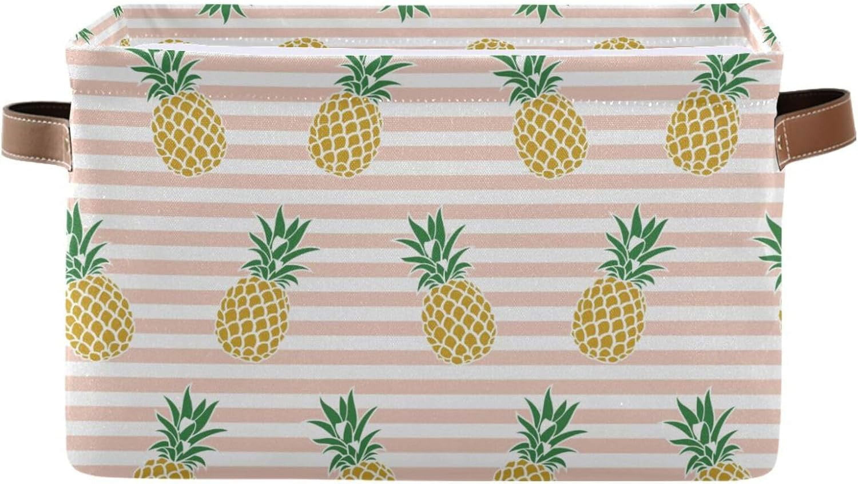 FREEAMG Pineapples Storage Basket, Durable Canvas Organizer With ...