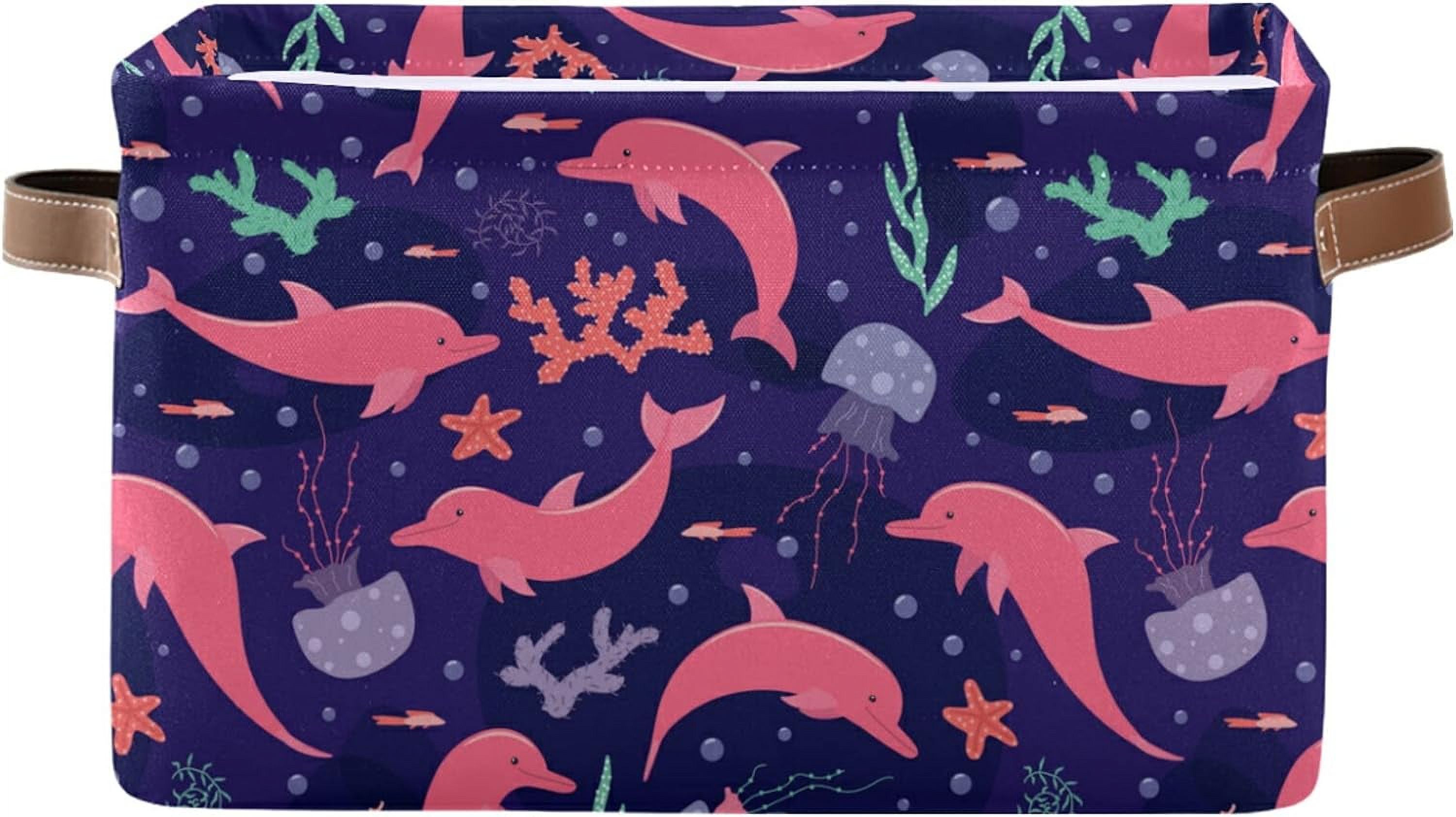 FREEAMG Pink Dolphins and Jellyfish Foldable Storage Bin, Collapsible ...
