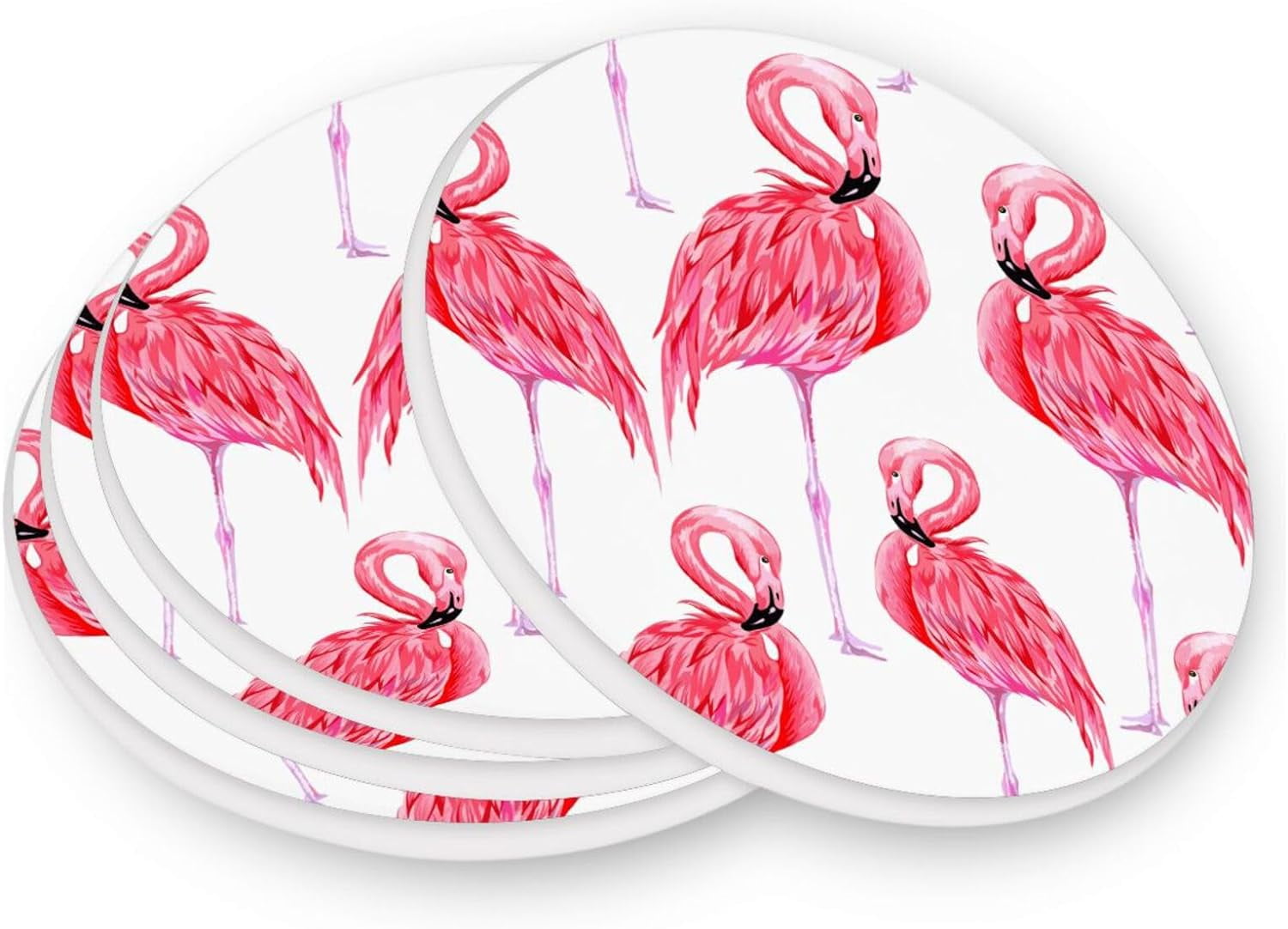 FREEAMG Pink Flamingo Coasters for Drinks Set of 4, Absorbent Ceramic ...