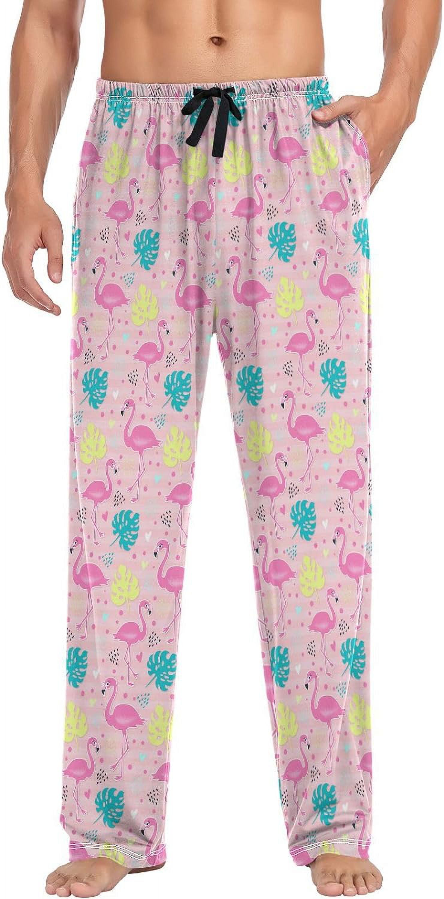 FREEAMG Pink Flamingo Pajama Pants for Men, Men's Separate Bottoms, Pure Cotton Comfortable ...