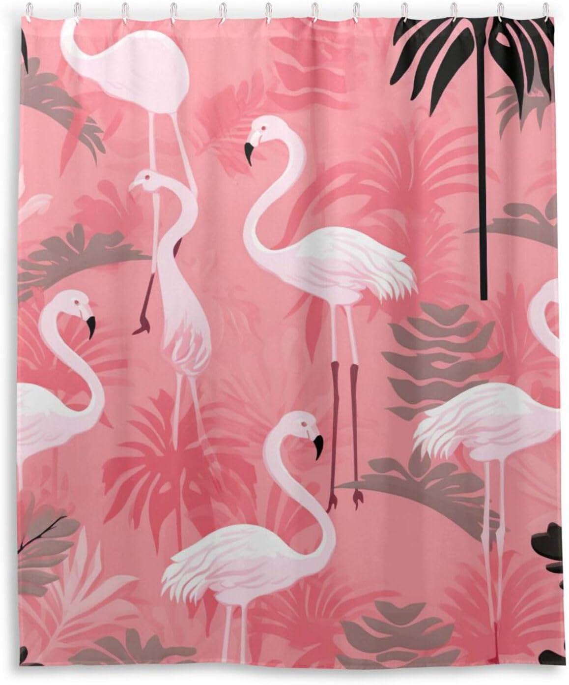 FREEAMG Pink Flamingo Shower Curtain with Hooks, Waterproof Washable Fabric Shower Curtain for ...