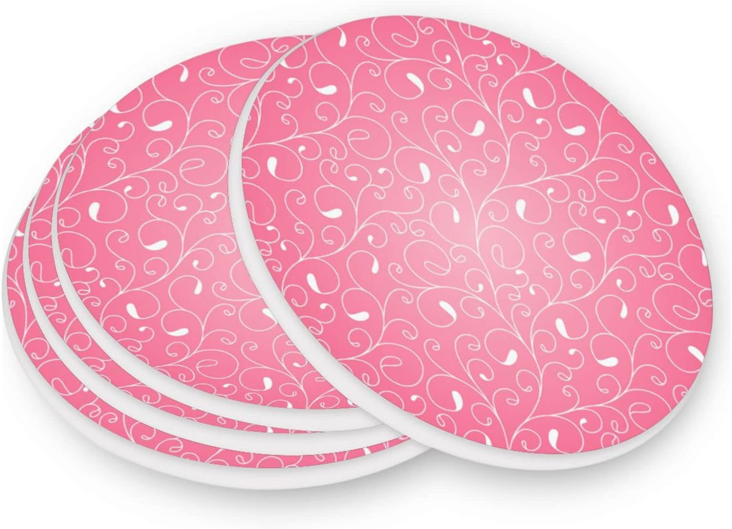 FREEAMG Pink Floral Pattern Coasters for Drinks Set of 4, Absorbent ...