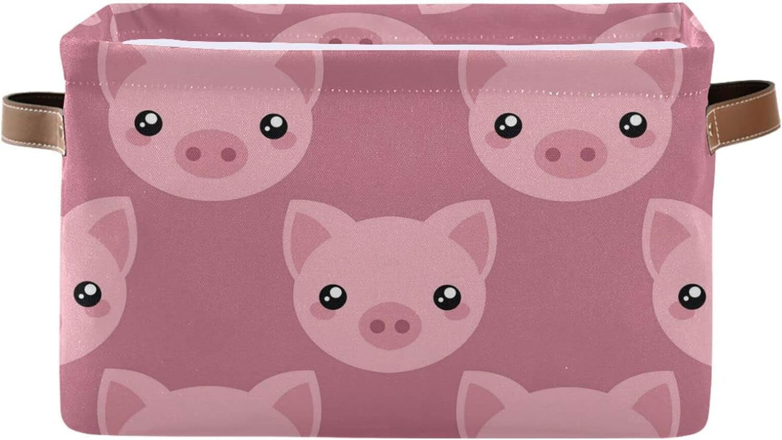 FREEAMG Pink Pig Cartoon Storage Baskets Rectangle Foldable Canvas ...