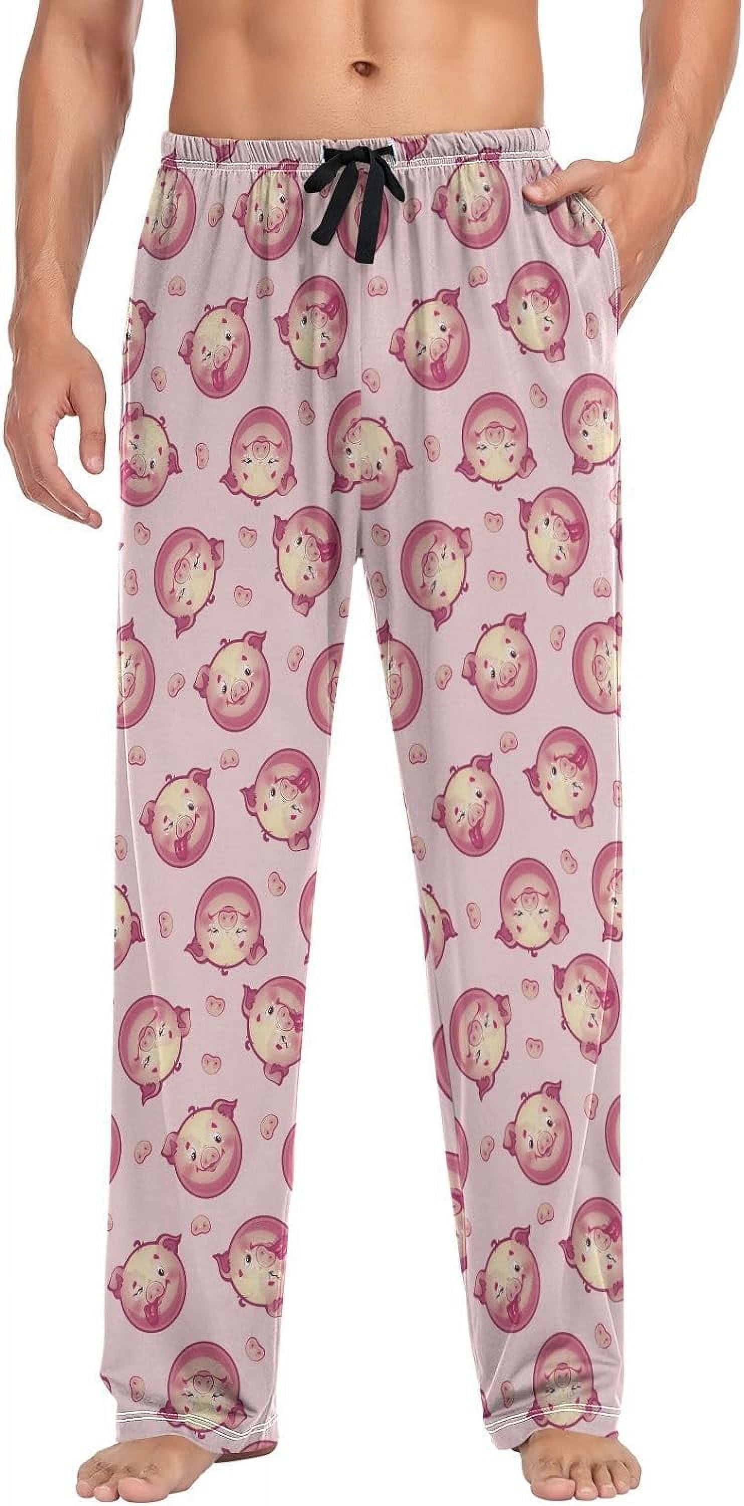 FREEAMG Pink Pig Pajama Pants for Men, Men's Separate Bottoms, Pure ...