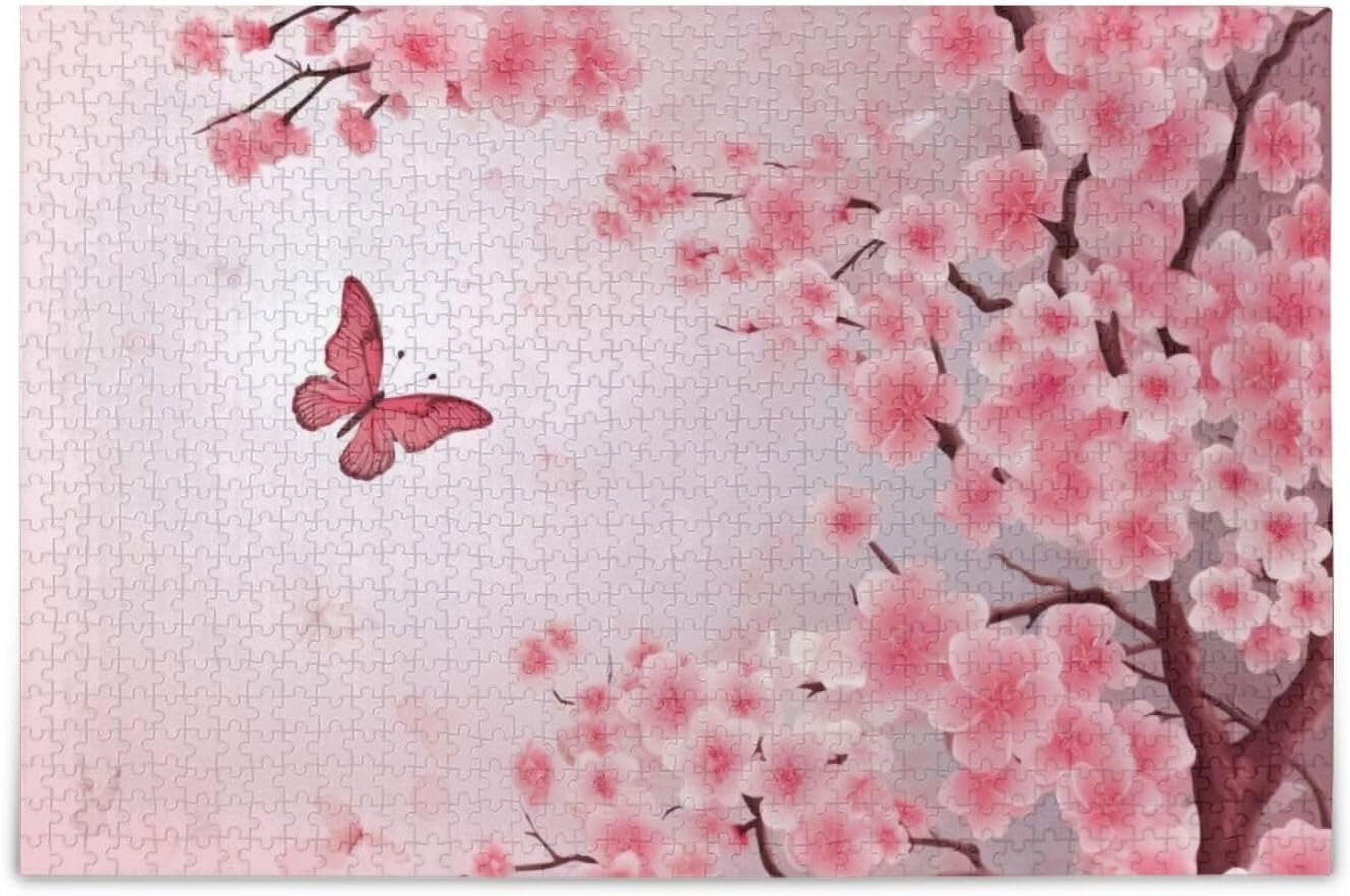 FREEAMG Pink with Butterflies Puzzle 500 Pieces - Wooden Jigsaw Puzzles ...