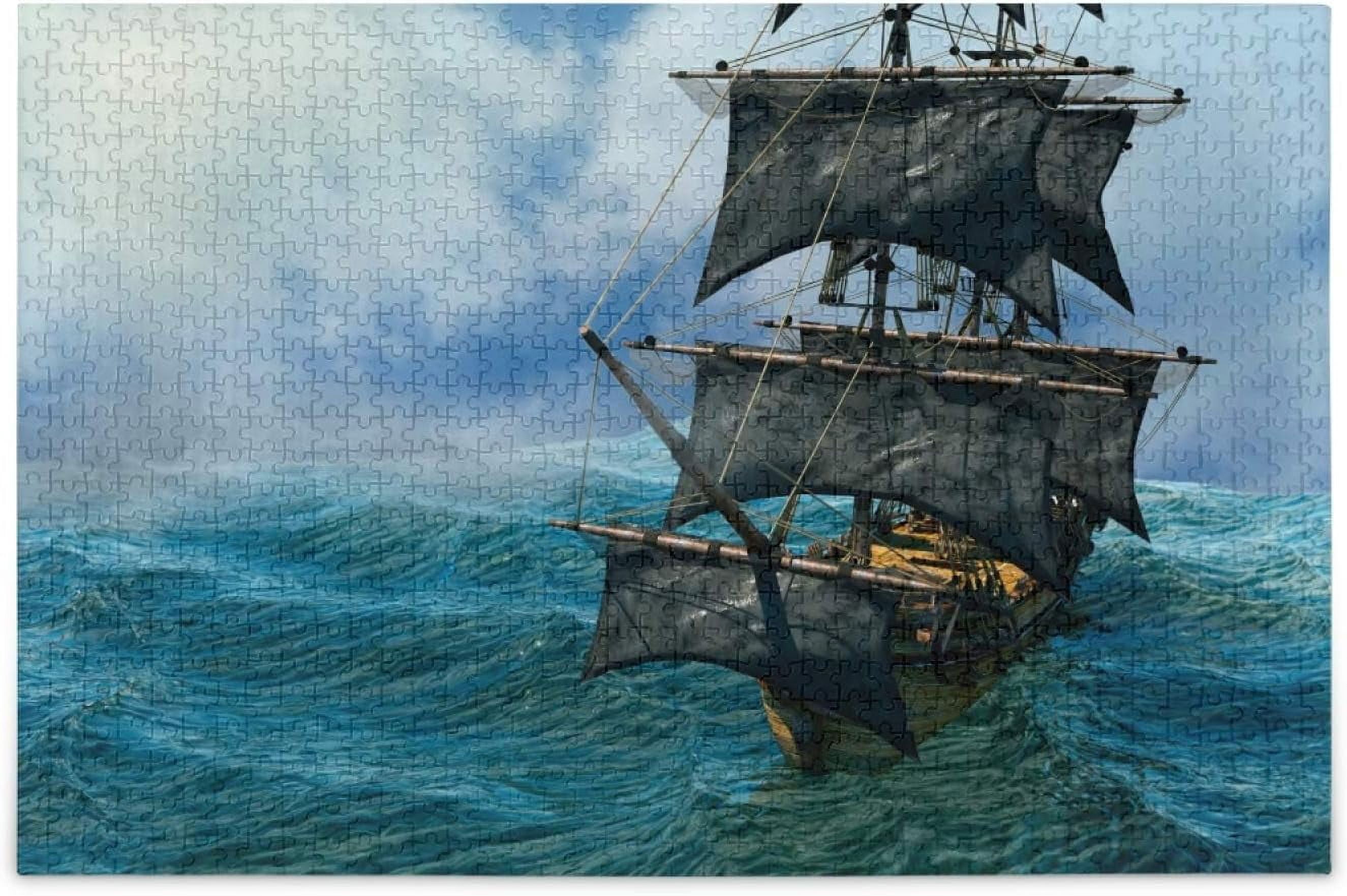 FREEAMG Pirate Ship Sailing On The Sea Puzzle for Adults 500 Piece ...