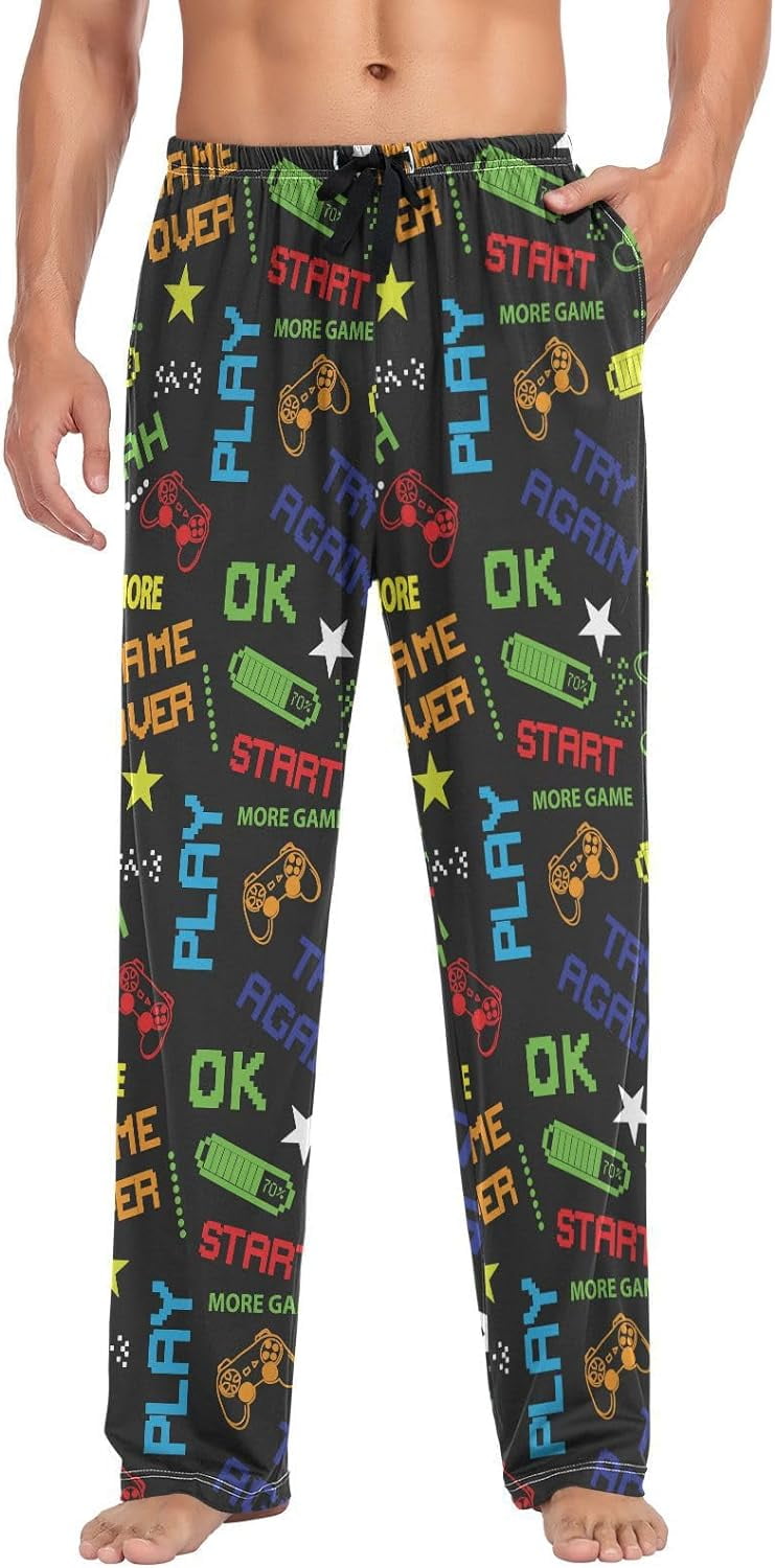 FREEAMG Pixel Game Style Pajama Pants for Men, Men's Separate Bottoms ...
