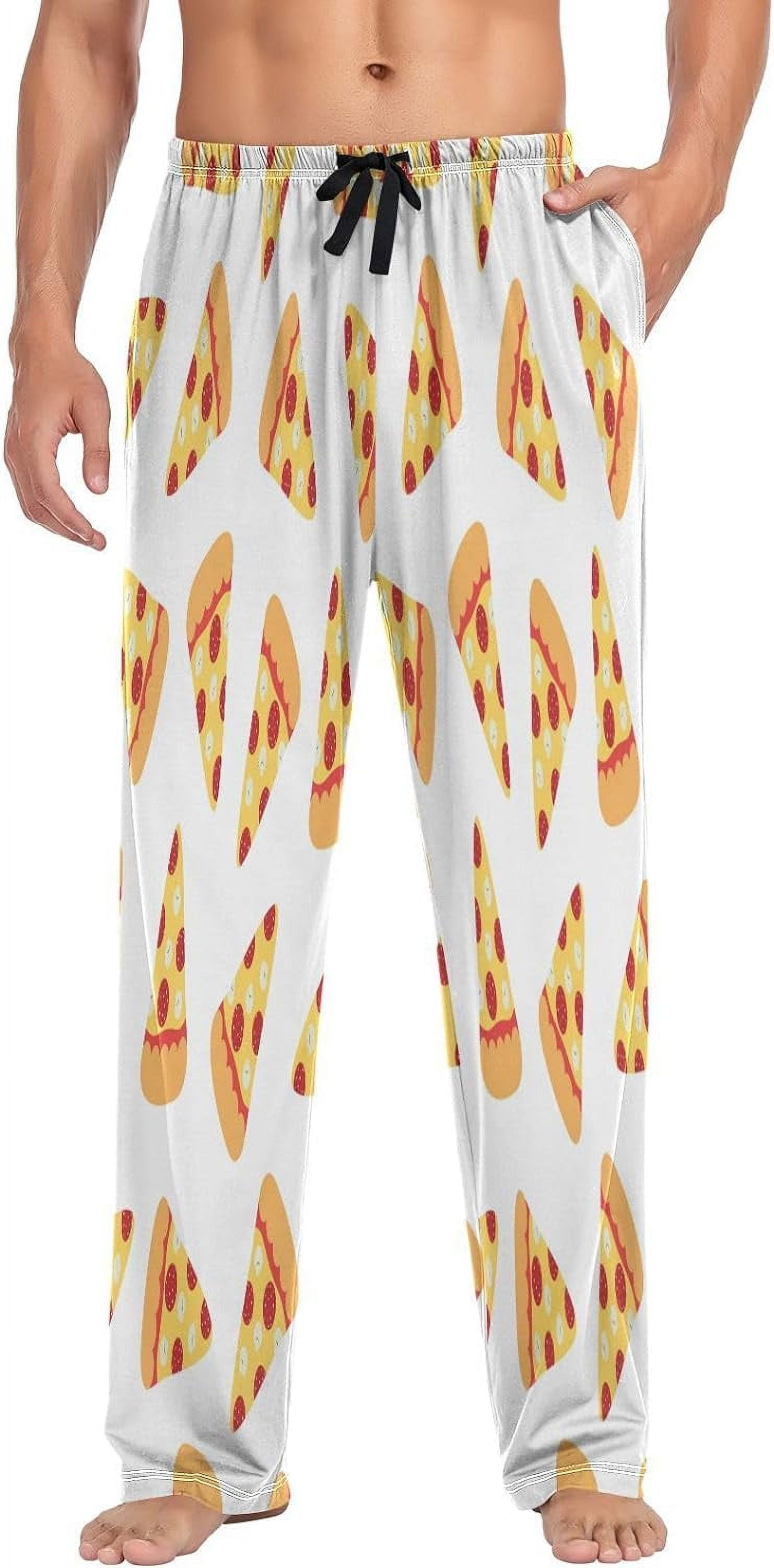 FREEAMG Pizza Slices Pajama Pants for Men, Men's Separate Bottoms, Pure Cotton Comfortable ...