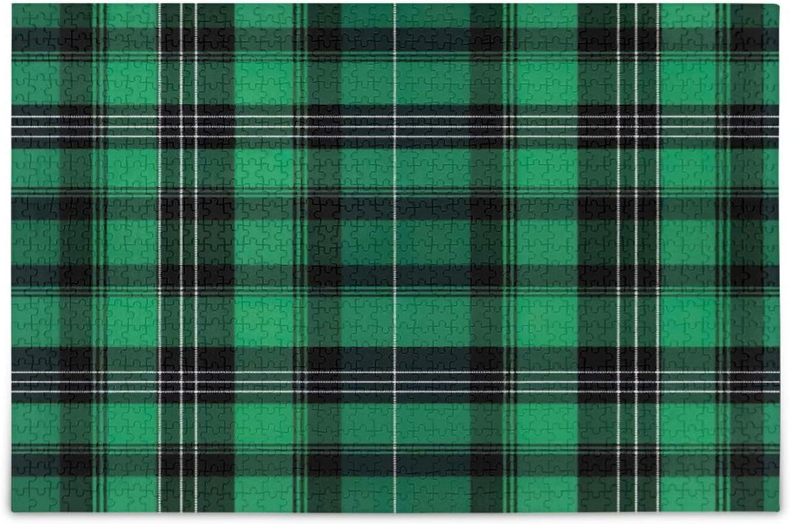 FREEAMG Plaid Texture Green Puzzle 1000 Pieces - Wooden Jigsaw Puzzles ...