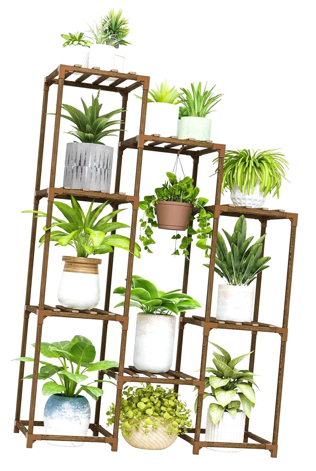 FREEAMG Plant Stand Indoor Hanging Plants Shelf 7 Pots Tall Ladder ...