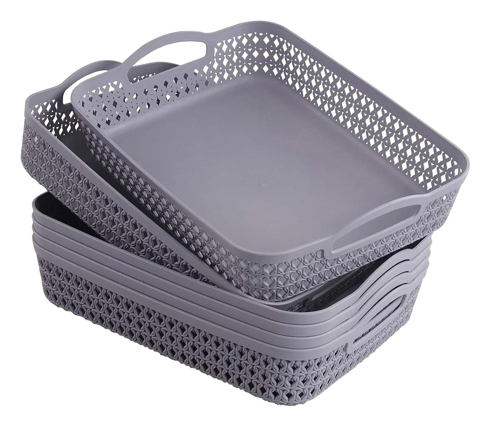 FREEAMG Plastic Storage Trays, Set of 6 Paper Organizer Baskets ...